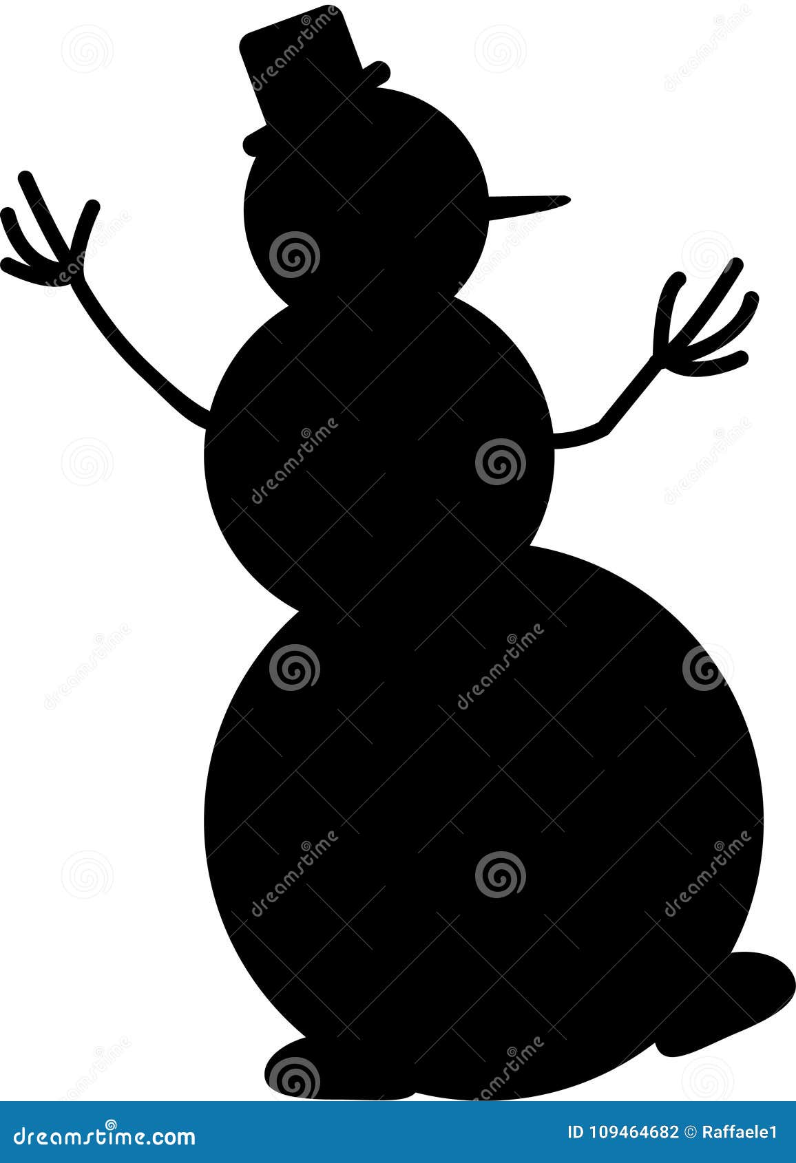 Snowman Black Silhouette. Isolated Contour Element Image Cartoon Vector ...