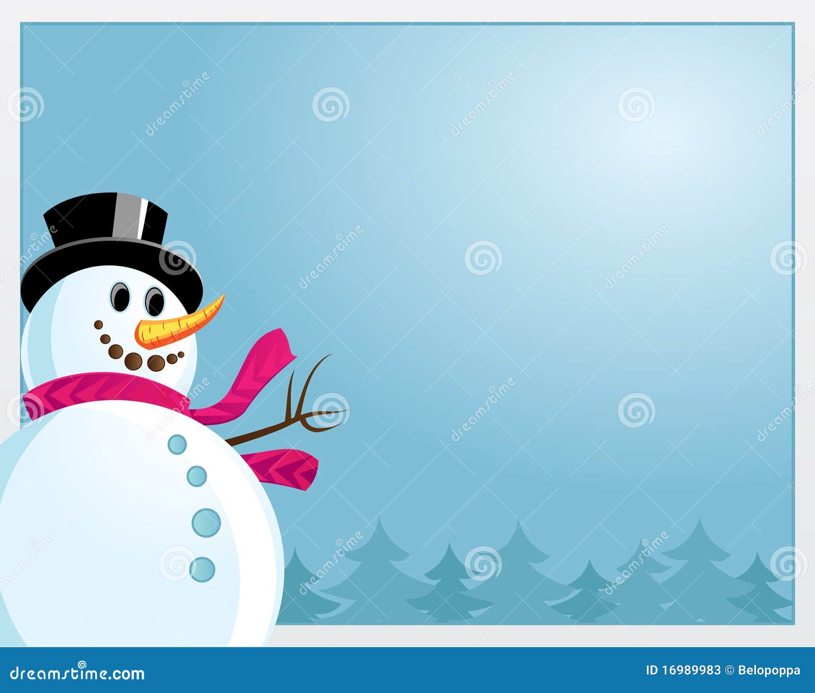 A Snowman on a Blue Background Stock Vector - Illustration of christmas ...