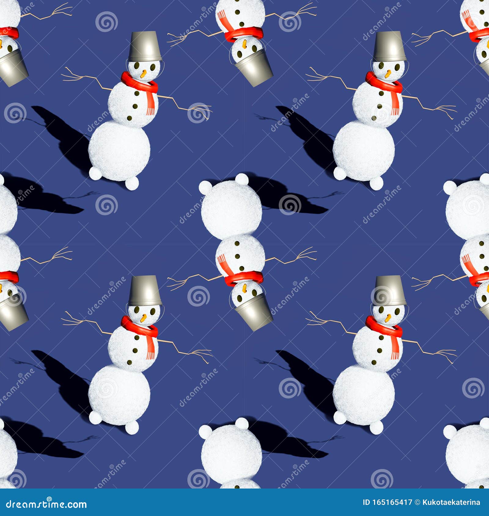 Snowman on a Blue Background. Seamless Pattern Stock Illustration ...