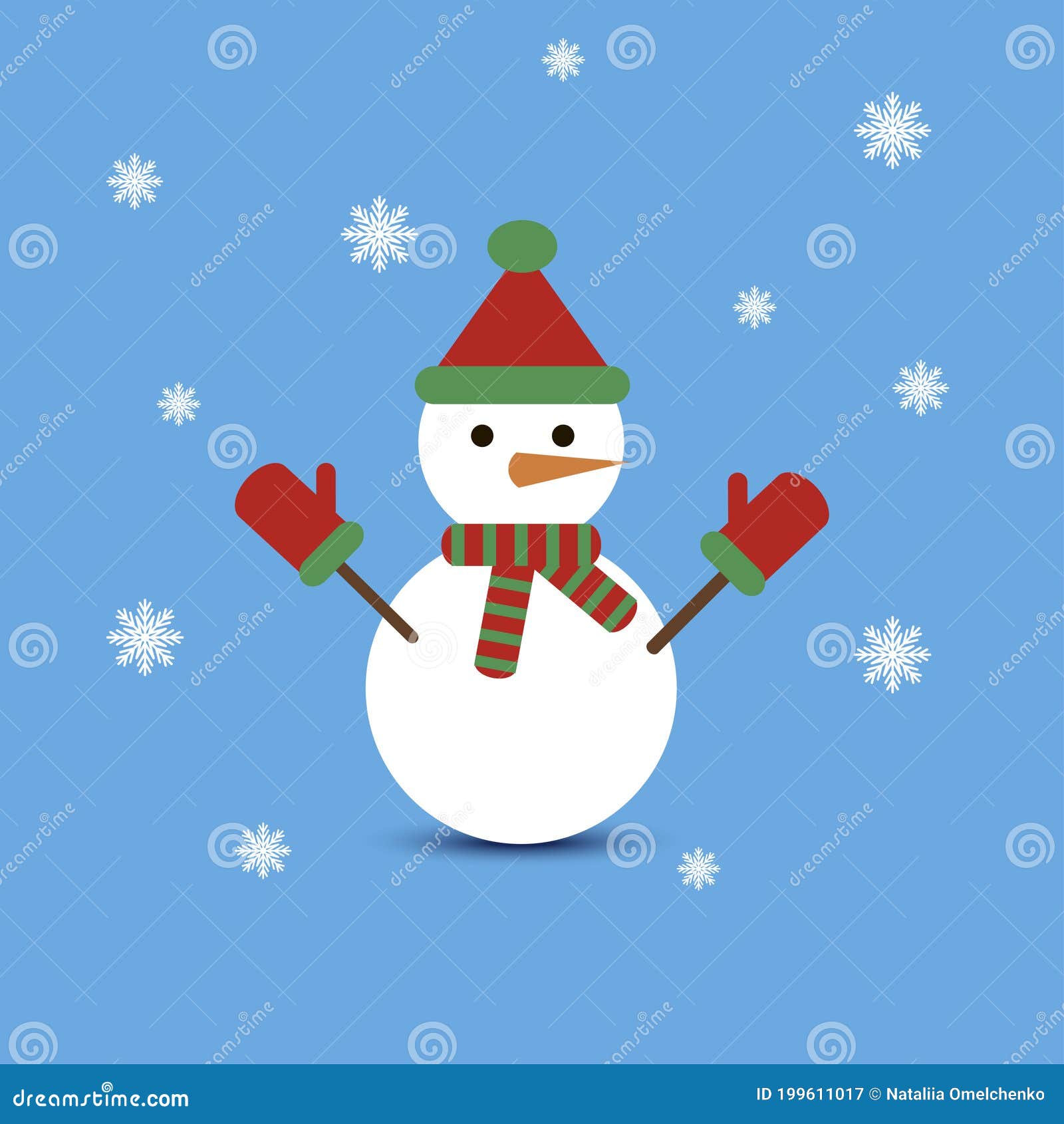 Snowman on blue background stock illustration. Illustration of ...