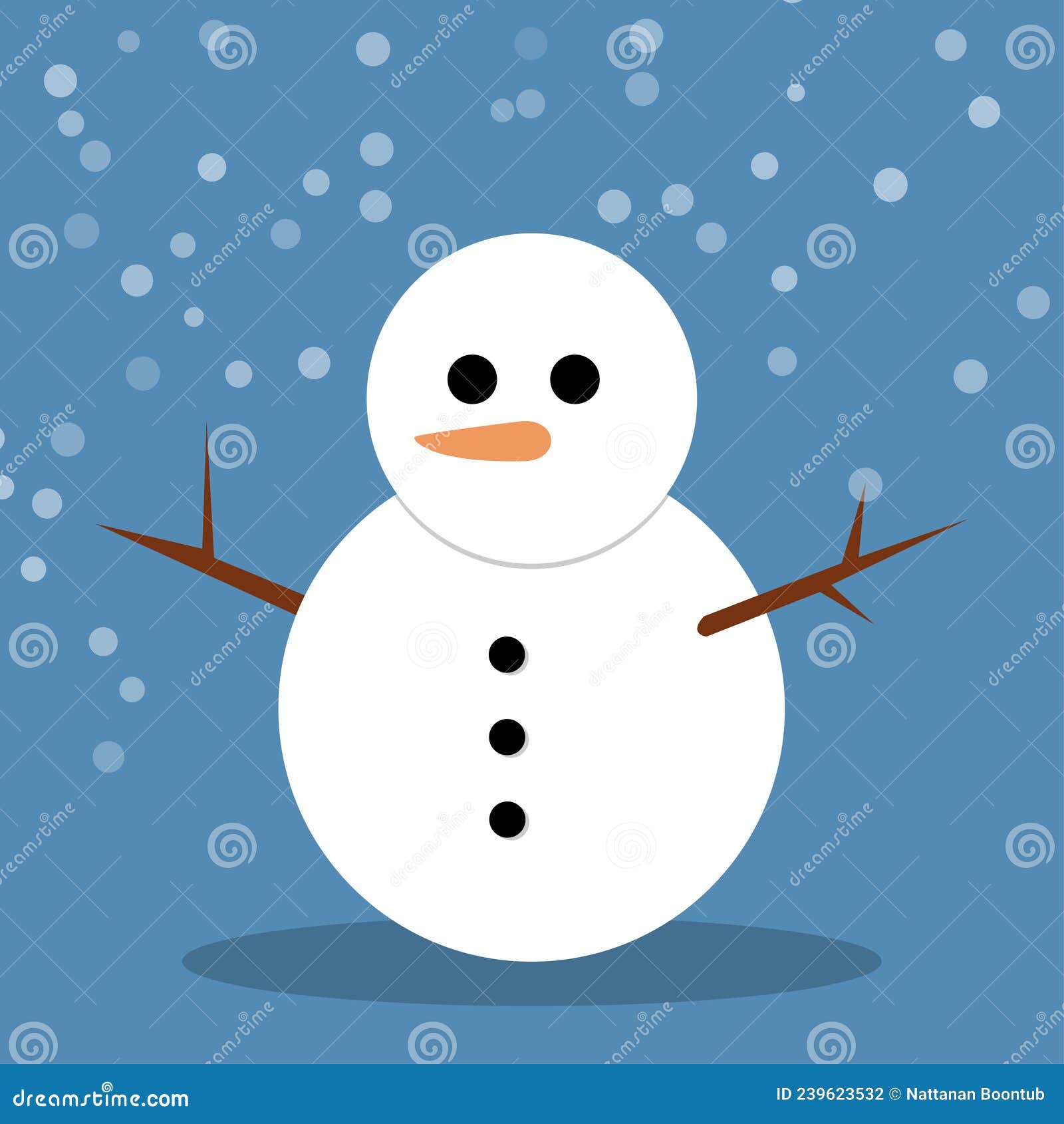 Snowman on Blue Background, Vector Illustration Stock Vector ...