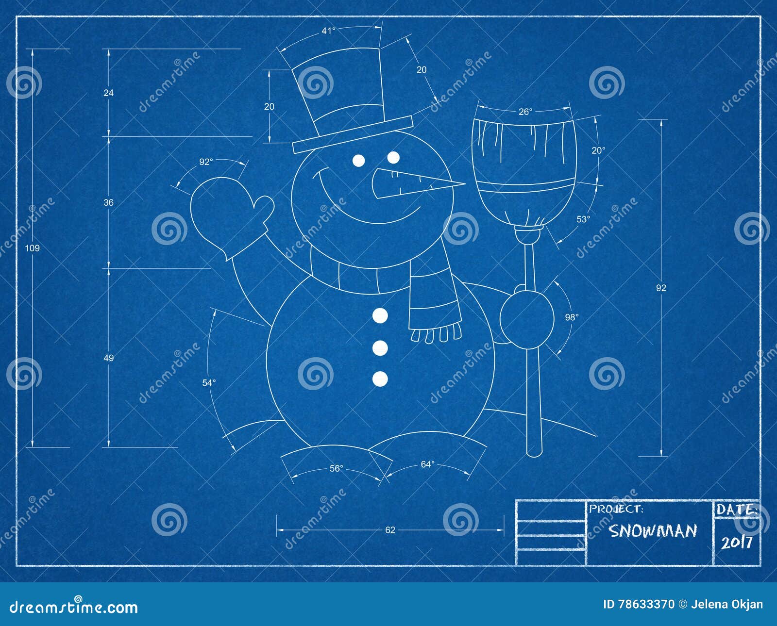 Snowman - Blueprint stock illustration. Illustration of geometry - 78633370