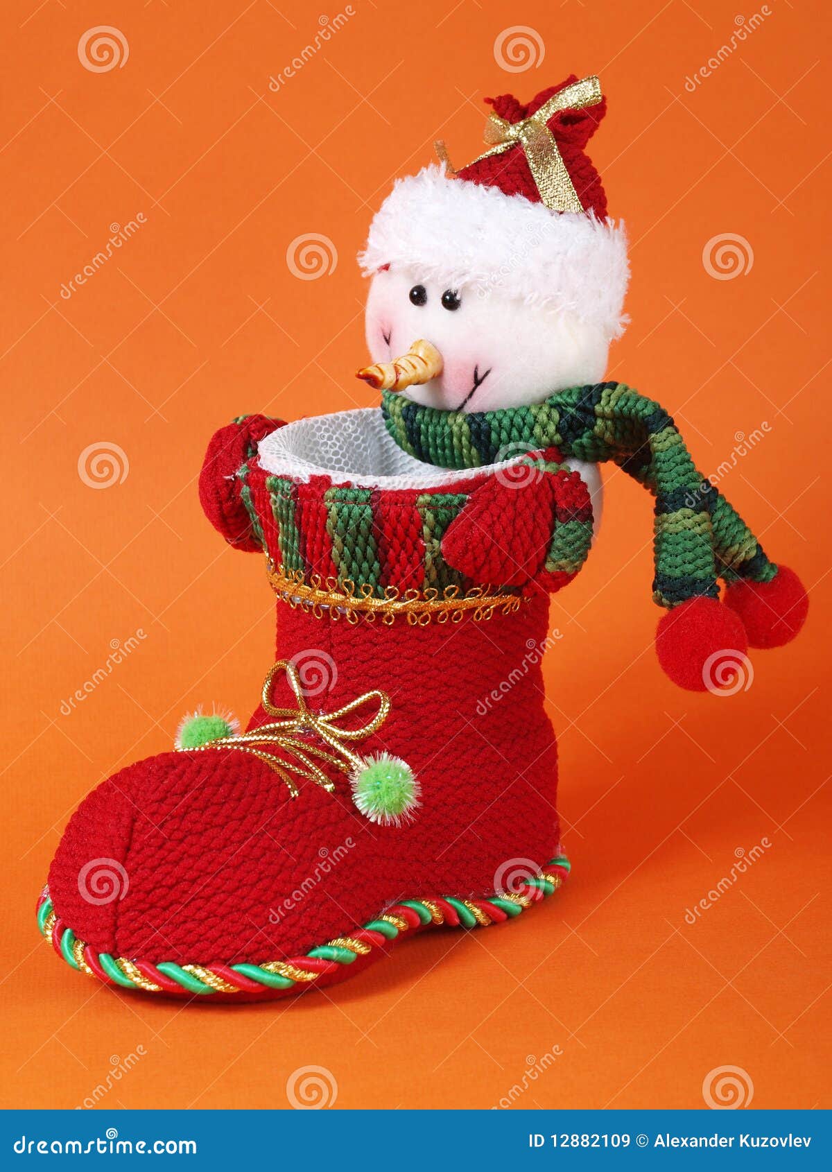 Snowman in boot stock image. Image of january, close - 12882109