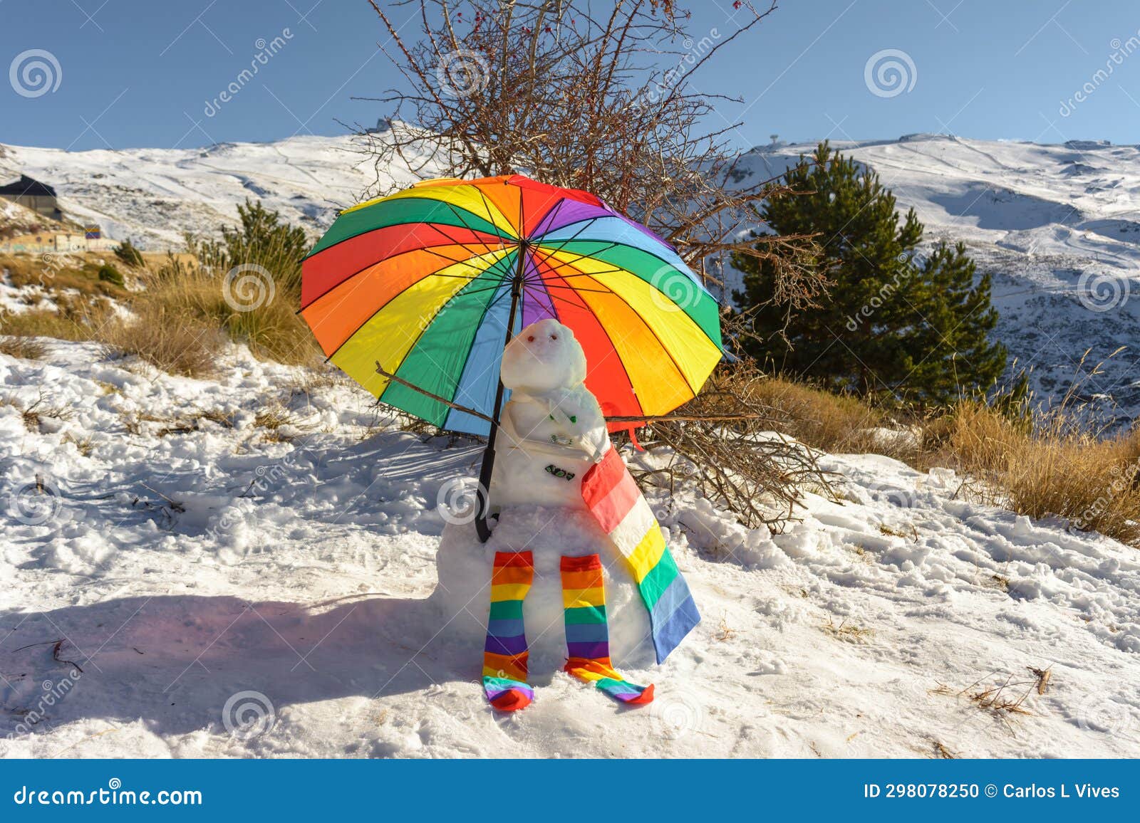 Snowman, Brightly Colored in the Mountains, Lgtb Community Stock Photo ...