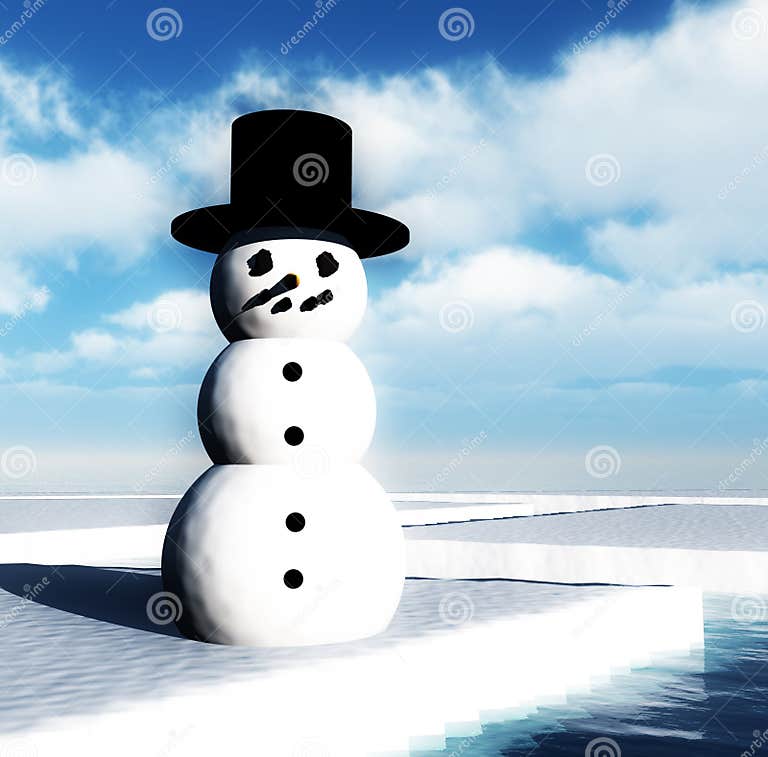 Snowman on Broken Ice stock photo. Image of cloud, clouds - 7213802