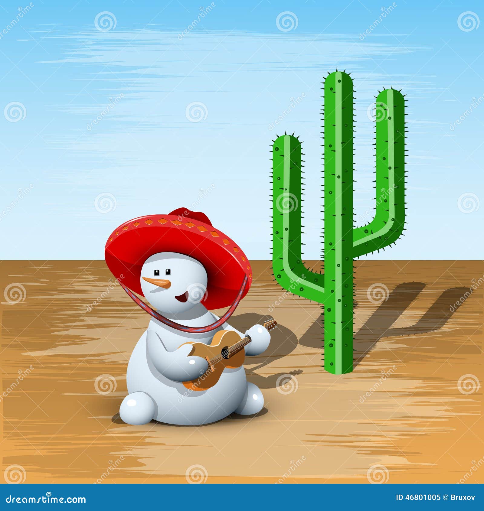 Snowman and Cactus stock illustration. Illustration of snowman - 46801005