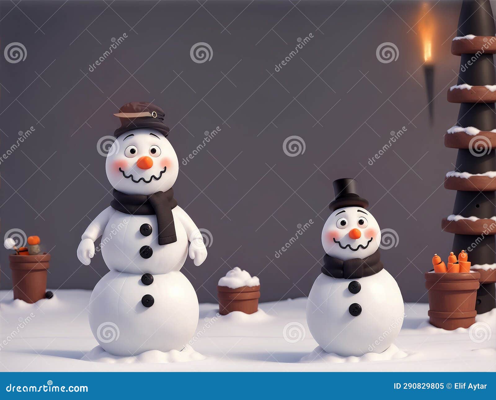 Snowman with a Carrot Nose and Coal Buttons Stock Illustration ...