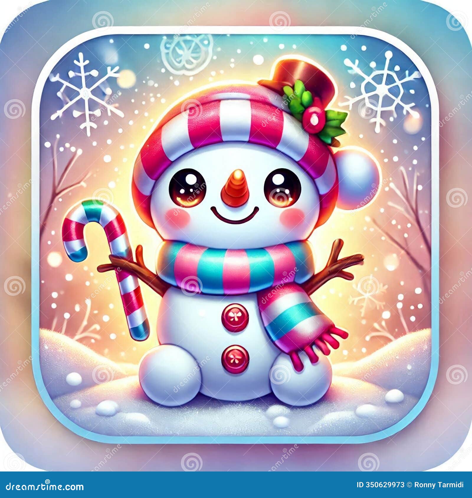 The Snowman Cartoon Character Looks Very Chibi Stock Illustration ...