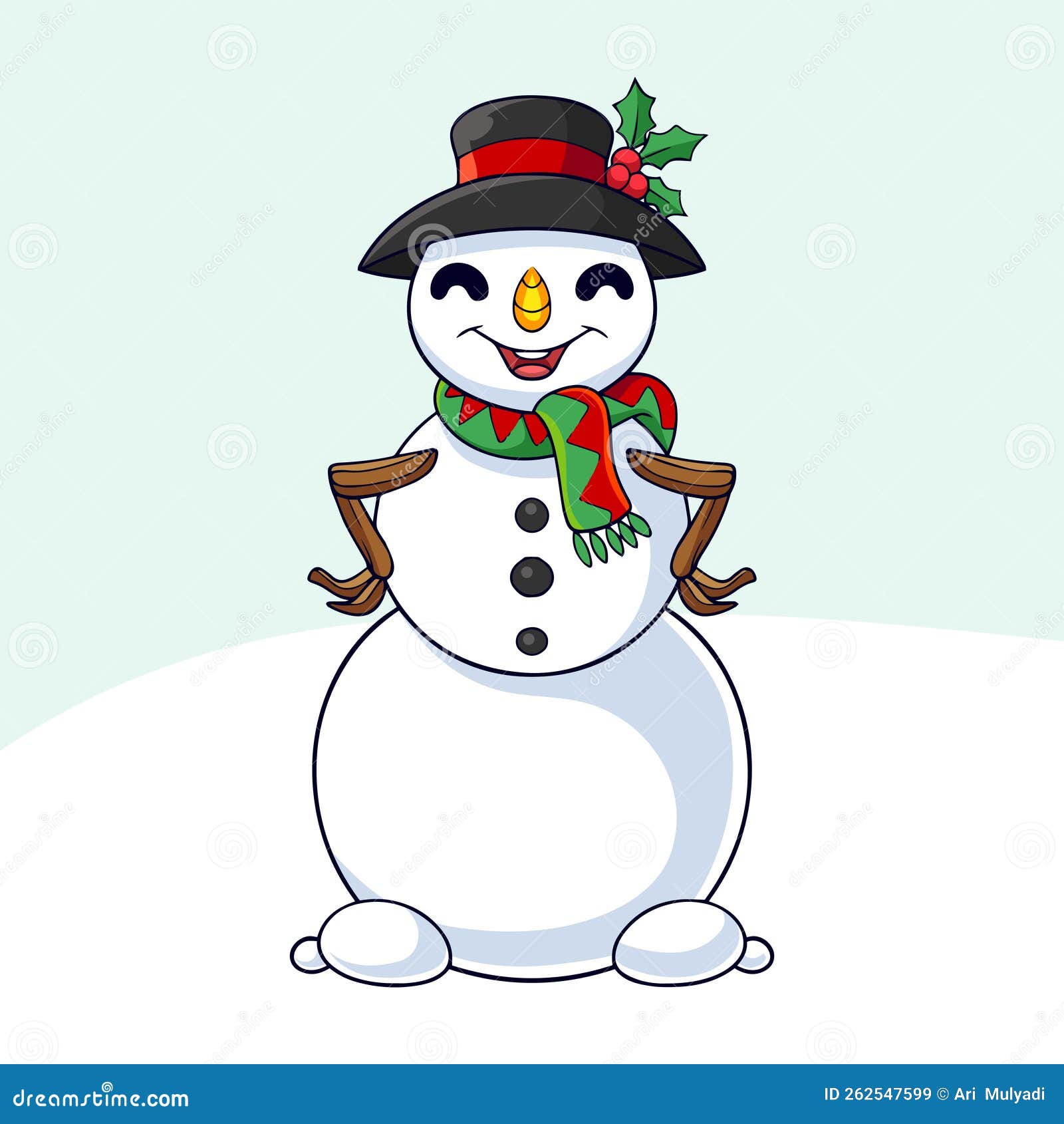 Snowman Cartoon Having Fun in Winter Stock Vector - Illustration of ...