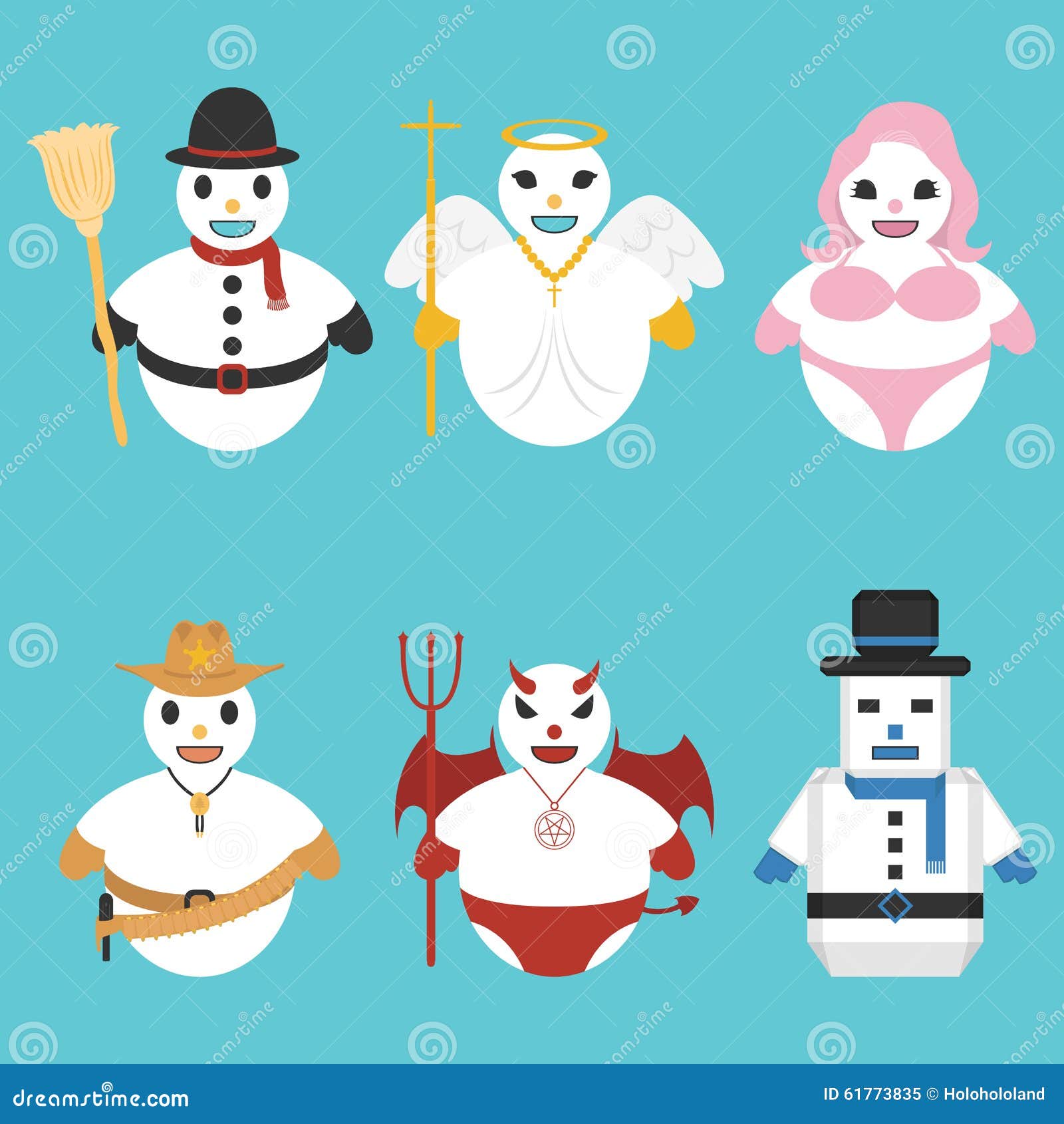 Snowman characters stock vector. Illustration of smile - 61773835
