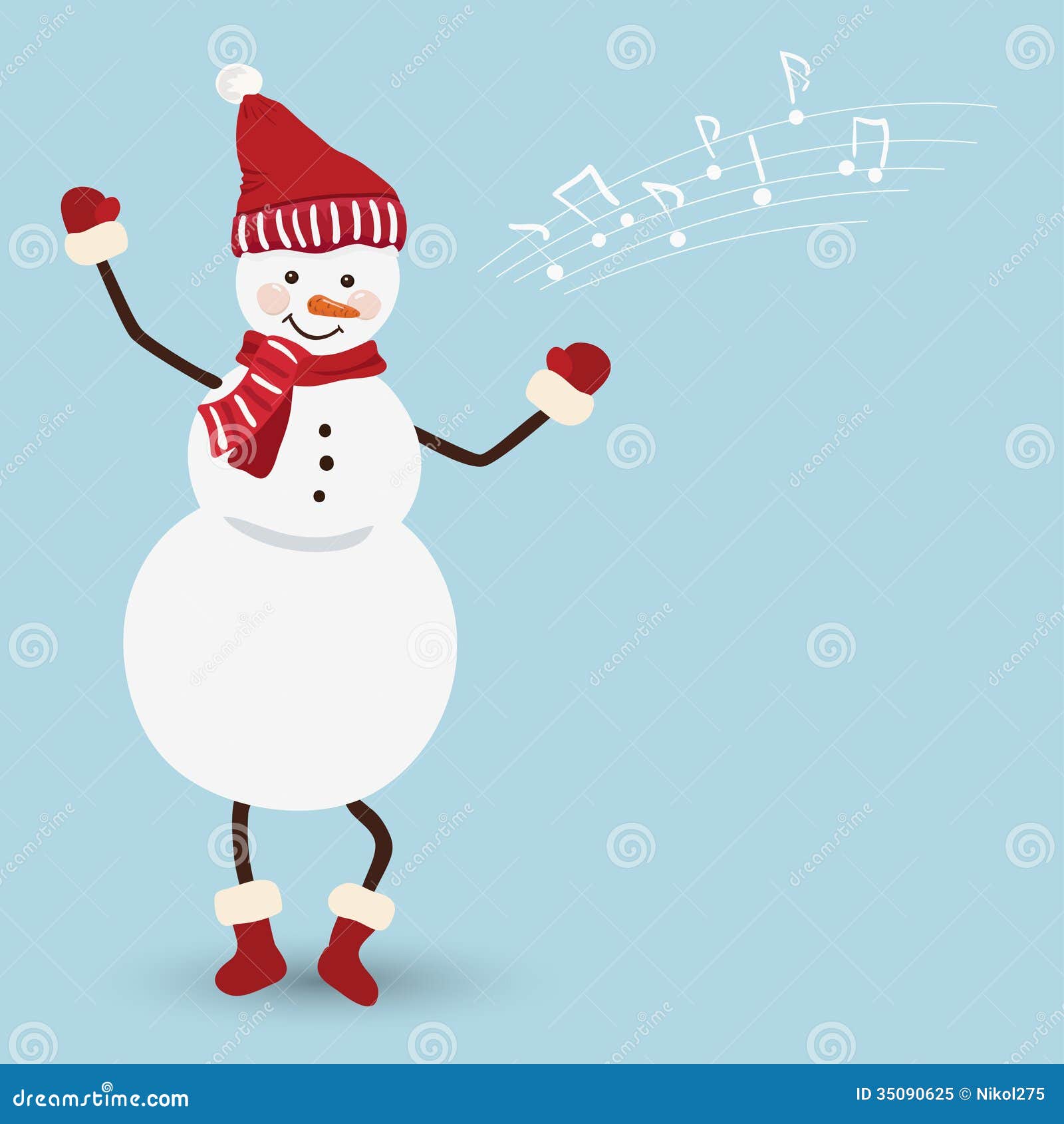 Snowman in a Christmas Dress Dancing, Vector Stock Vector ...