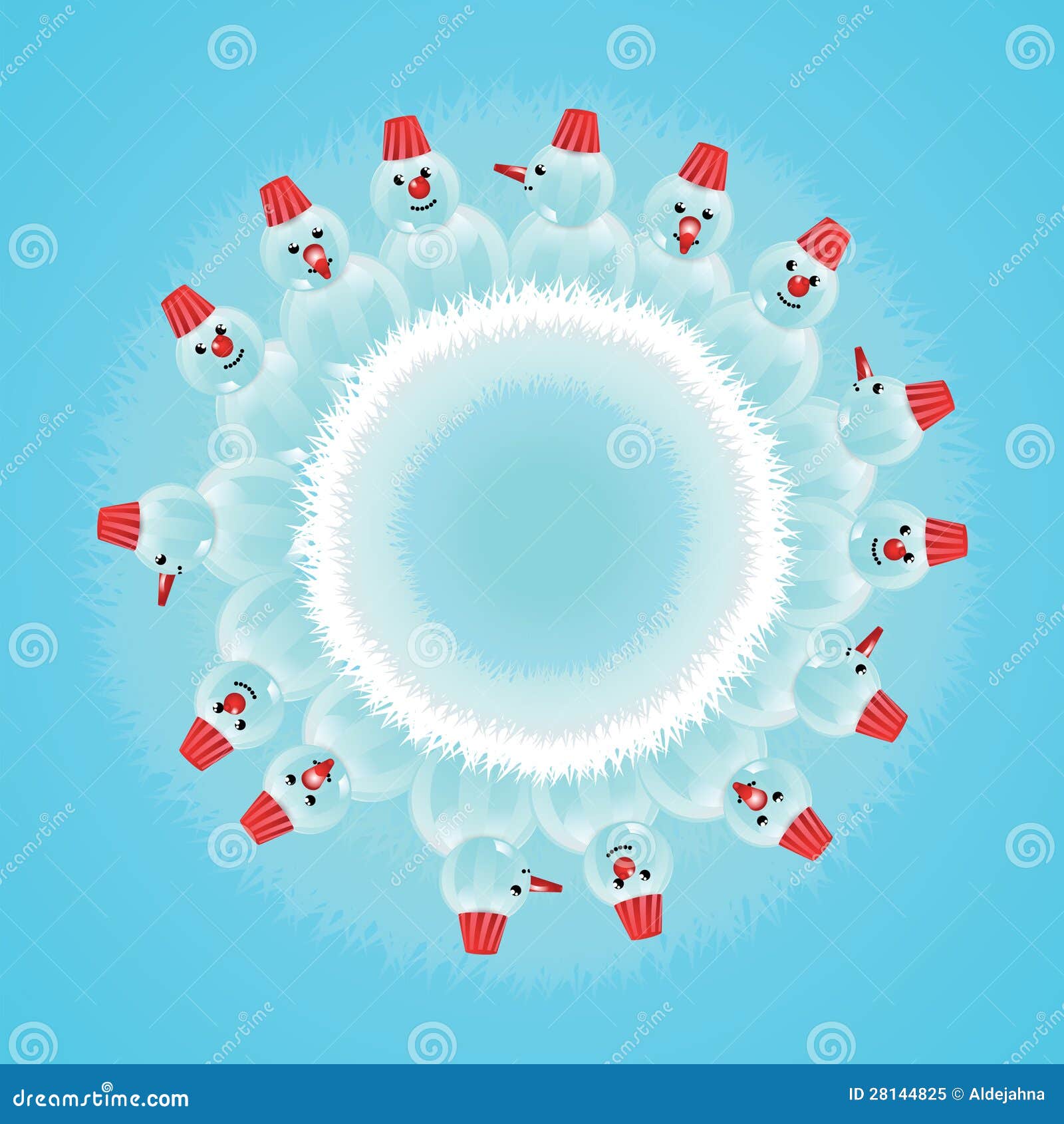Snowman in circle stock vector. Illustration of funny - 28144825