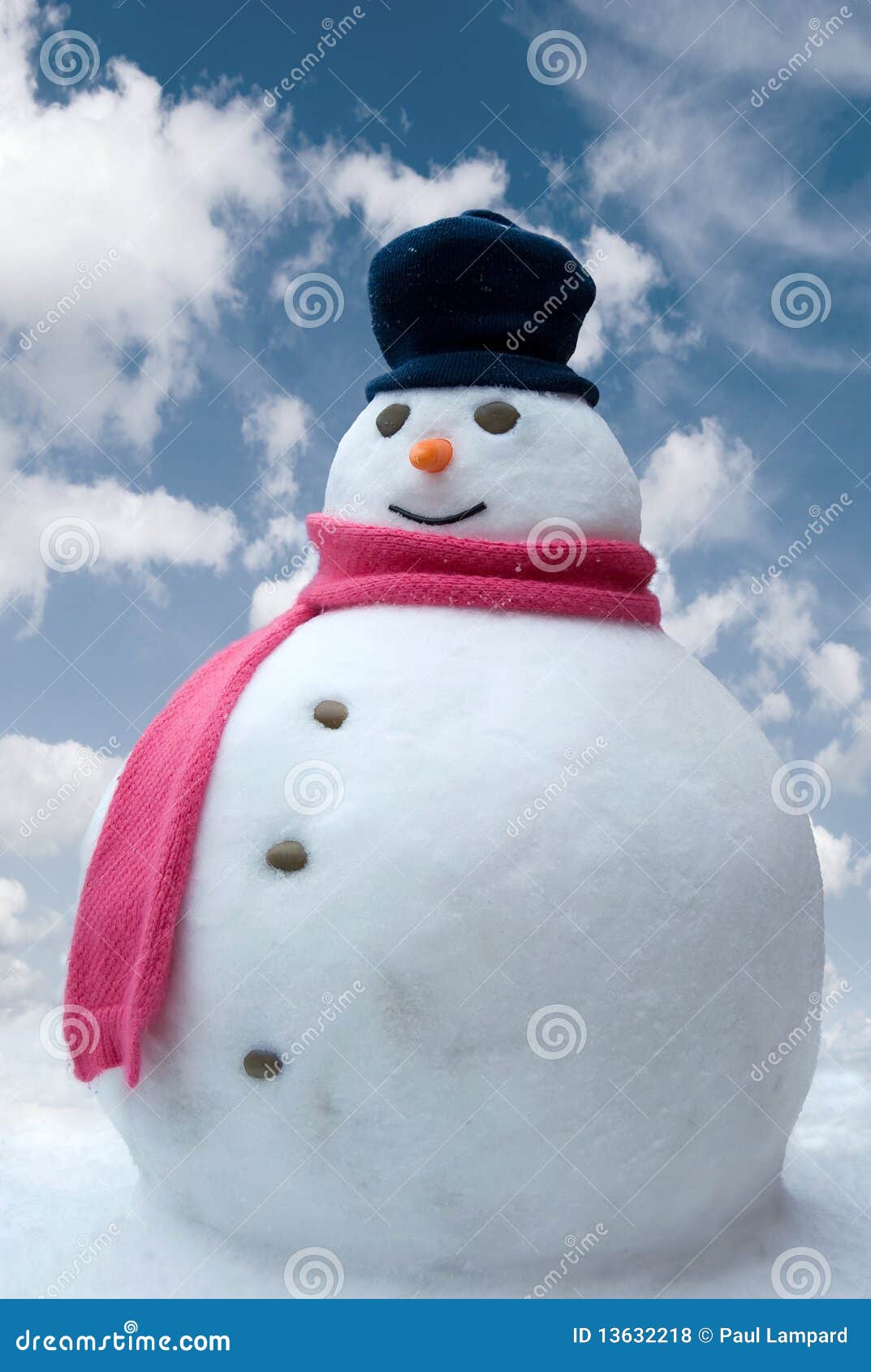 Snowman in the clouds stock photo. Image of portrait - 13632218