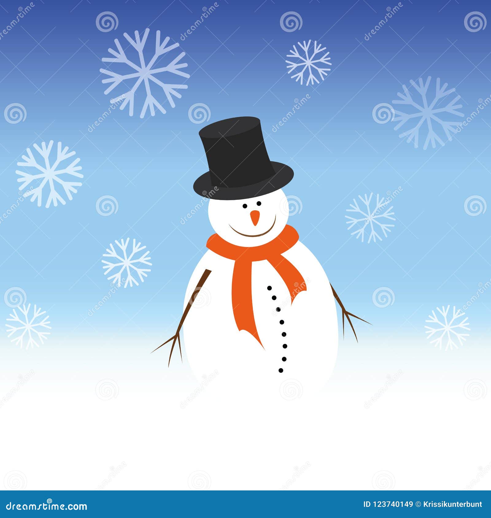 Snowman in cold winter stock vector. Illustration of header - 123740149