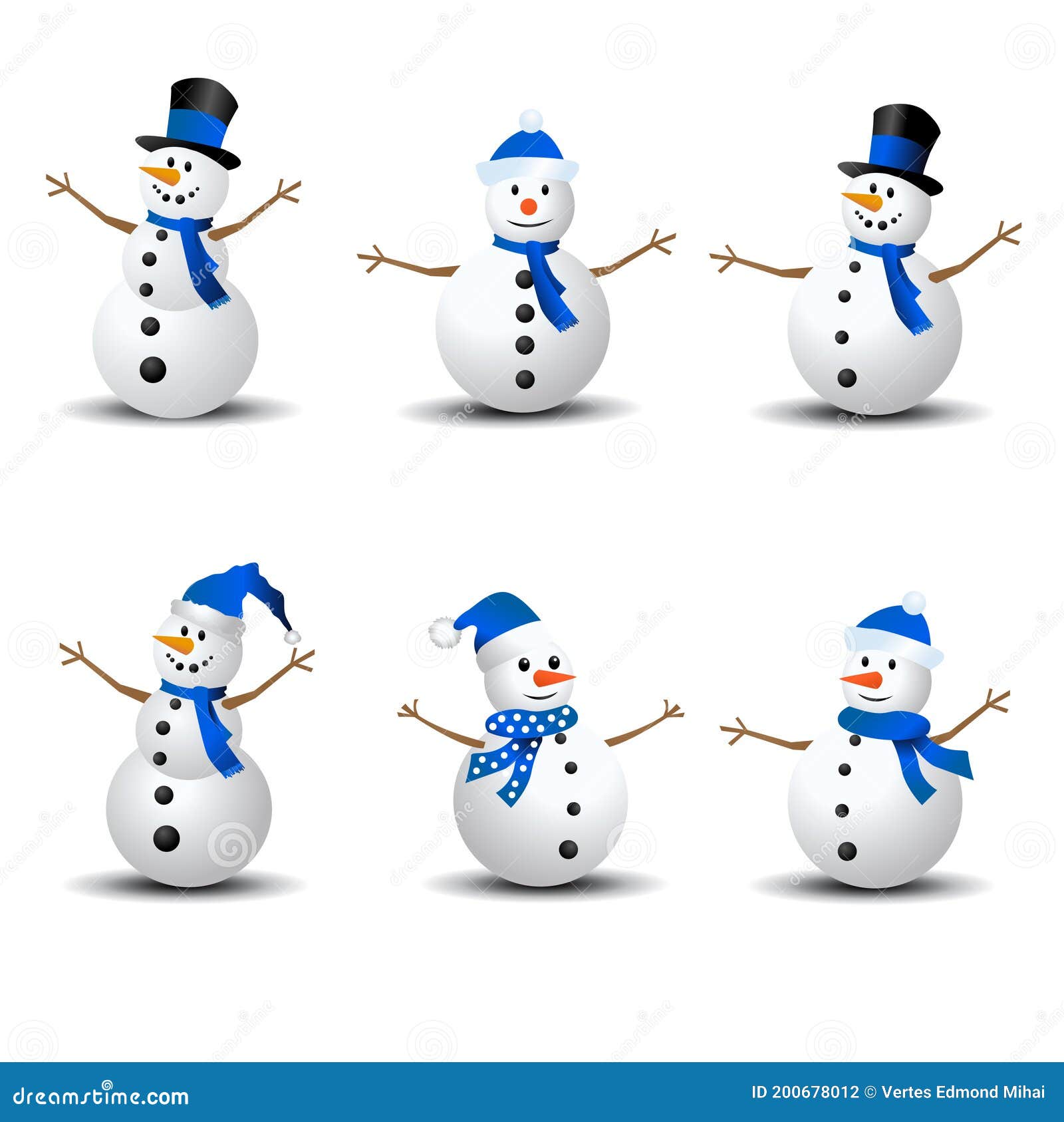 Snowman Collection. Snowman Set Isolated On White Background Vector ...