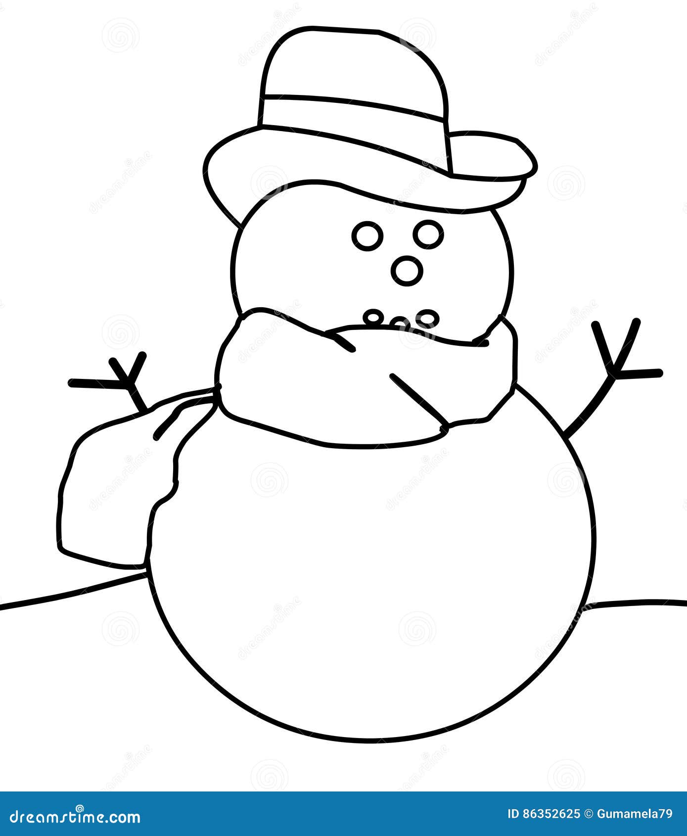 Snowman Coloring Page For Kids Stock Image | CartoonDealer.com #131774131