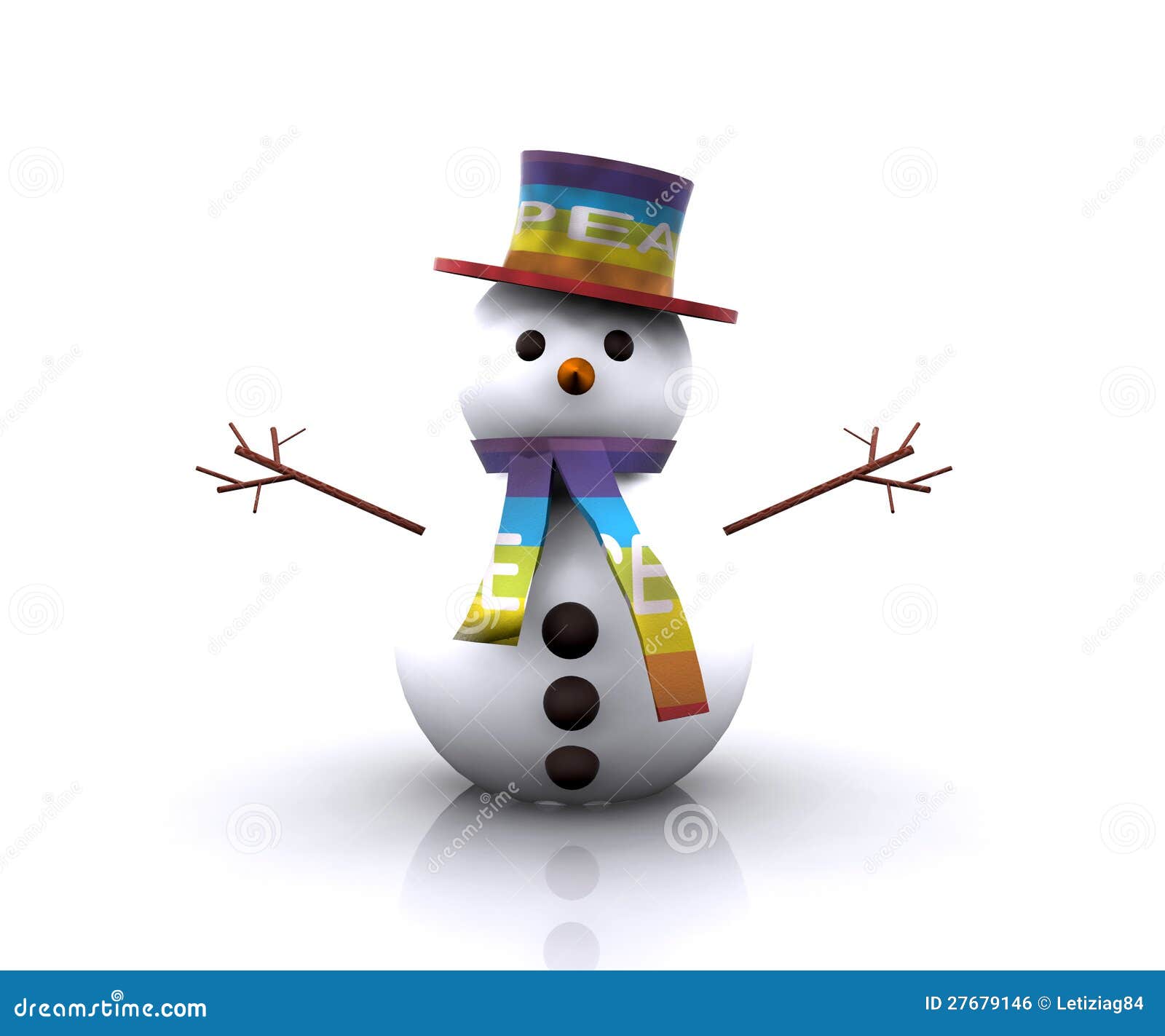 Snowman with the Colors of the Flag of Peace Stock Illustration ...