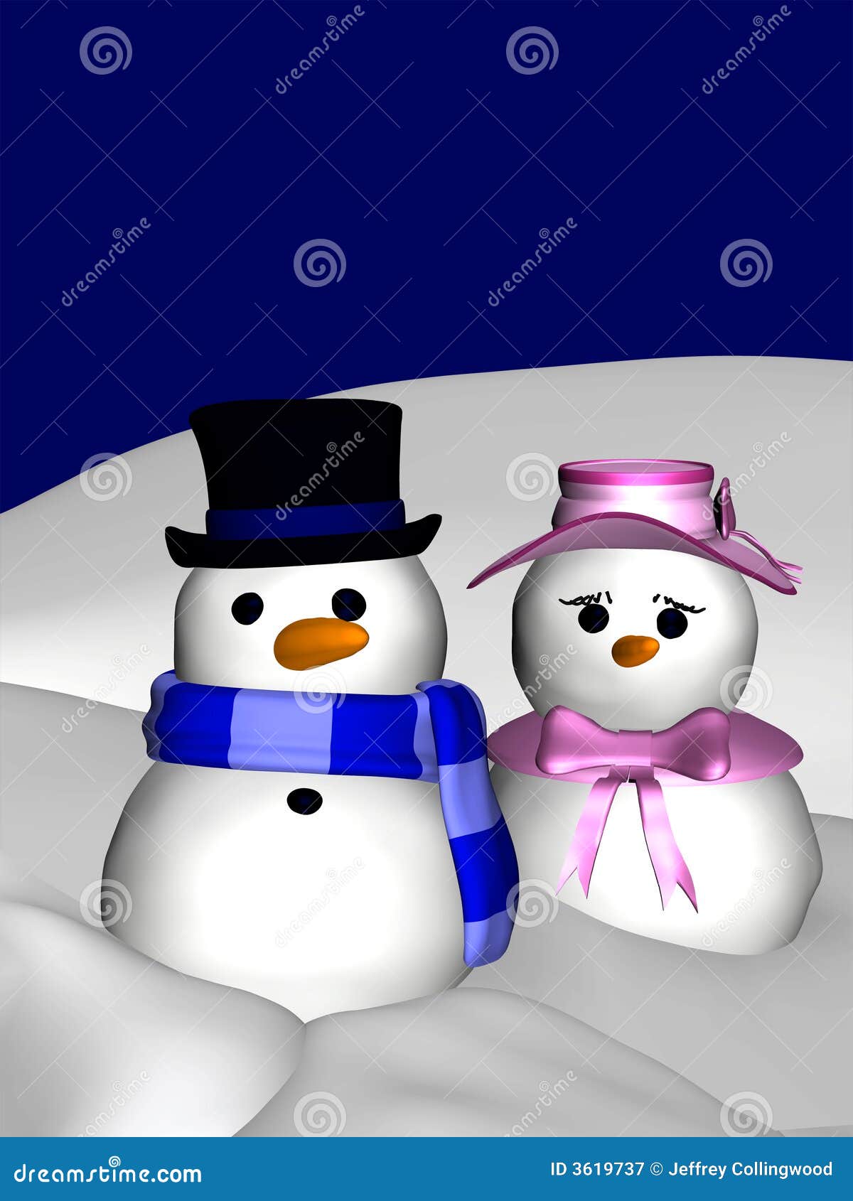 Snowman Couple 1 stock illustration. Illustration of eyelash - 3619737