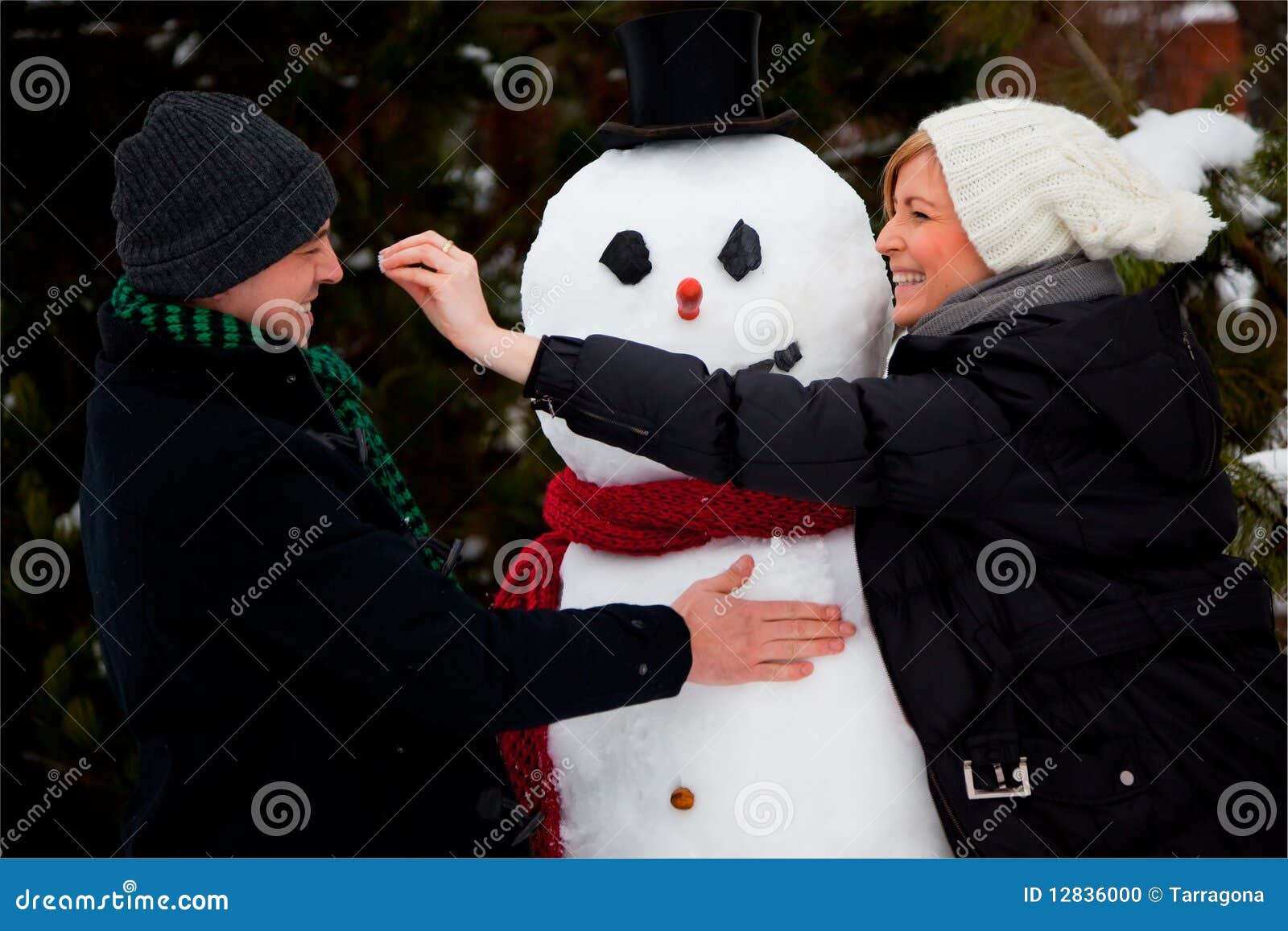 Snowman couple stock photo. Image of holiday, family - 12836000