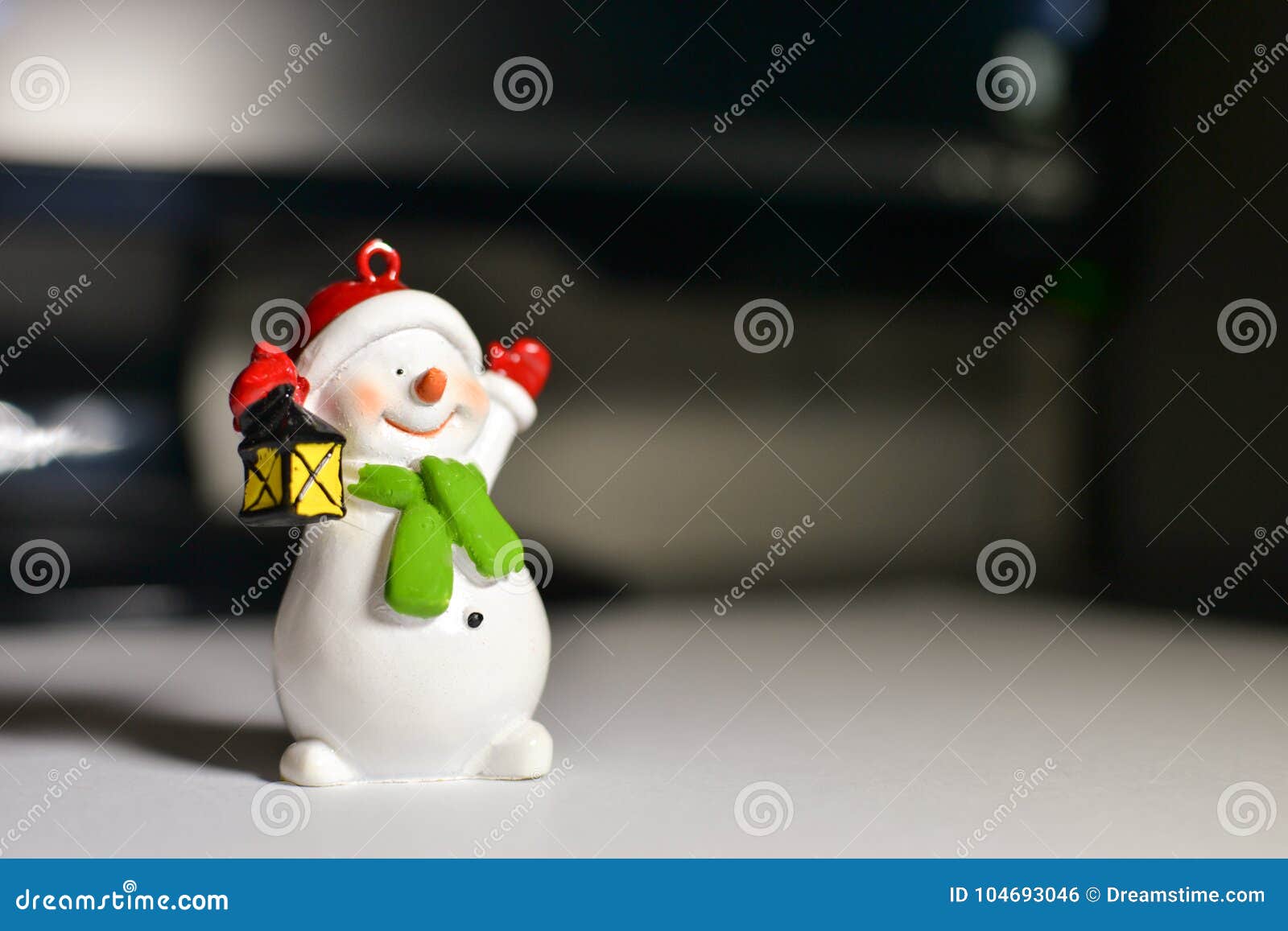 Snowman on the Desktop in Front of the Computer Stock Photo - Image of ...