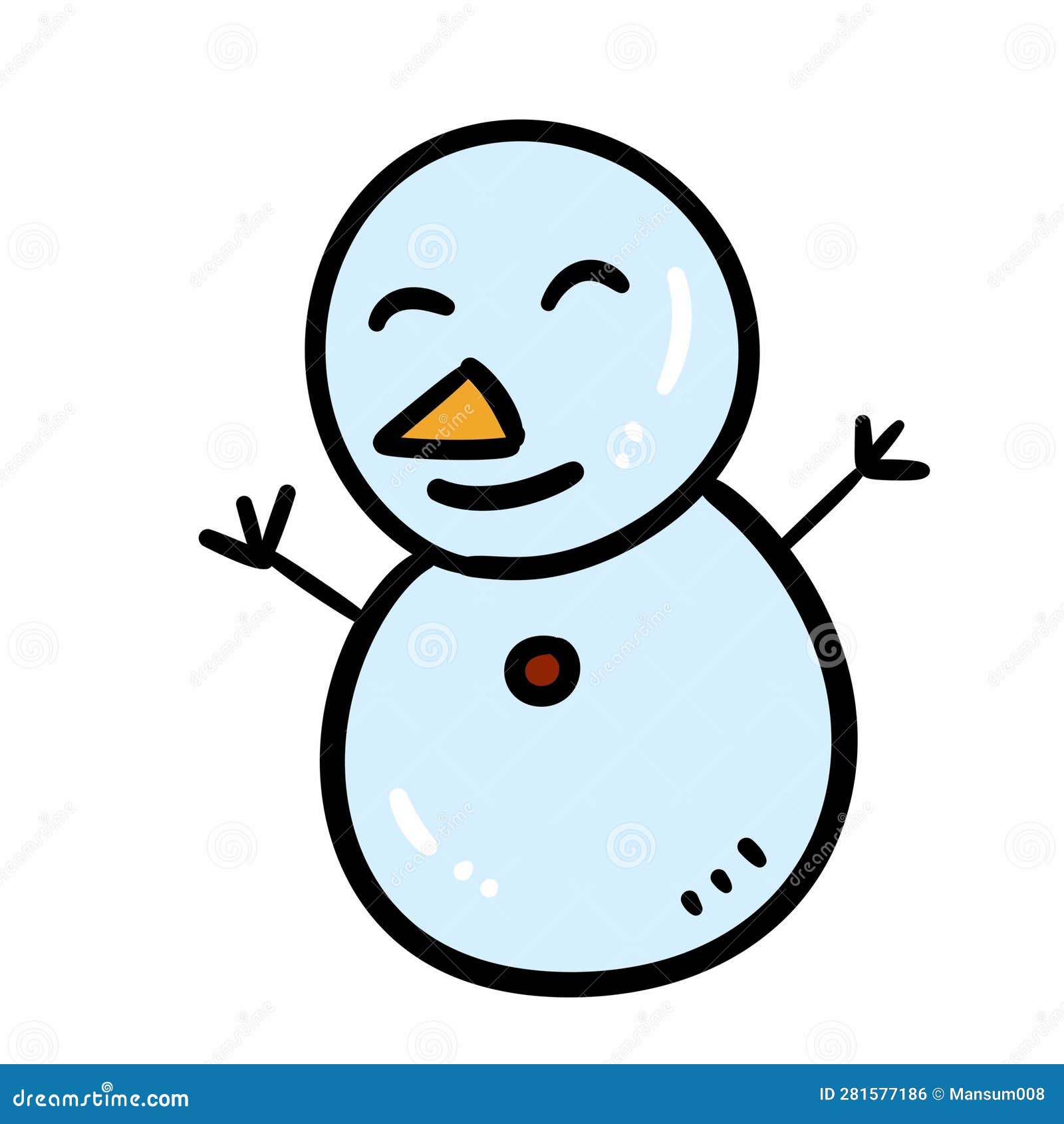Snowman Doodle Cartoon on White Background Stock Illustration ...