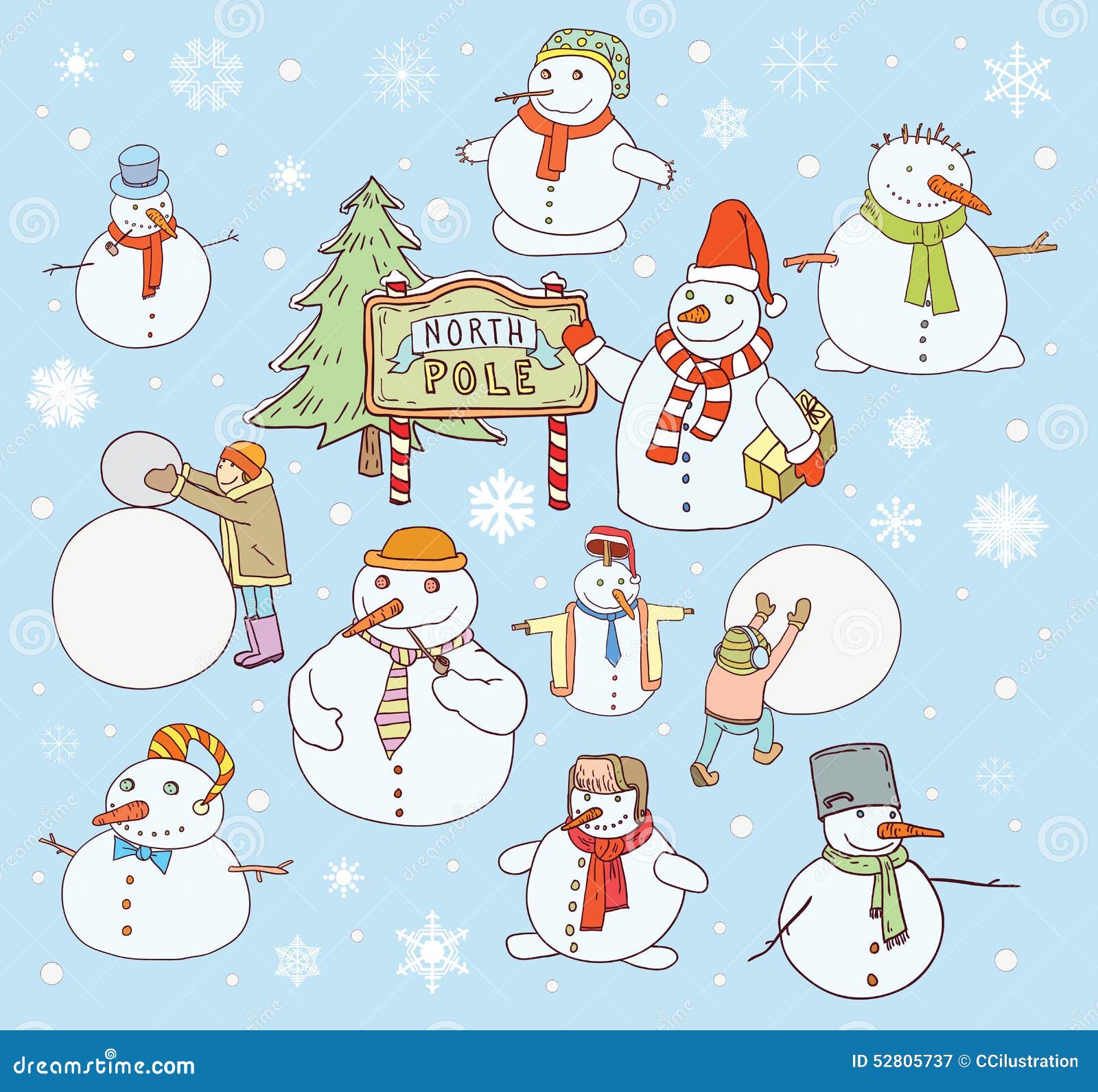 Snowman Doodle Collection. Vector Illustration. Stock Vector ...