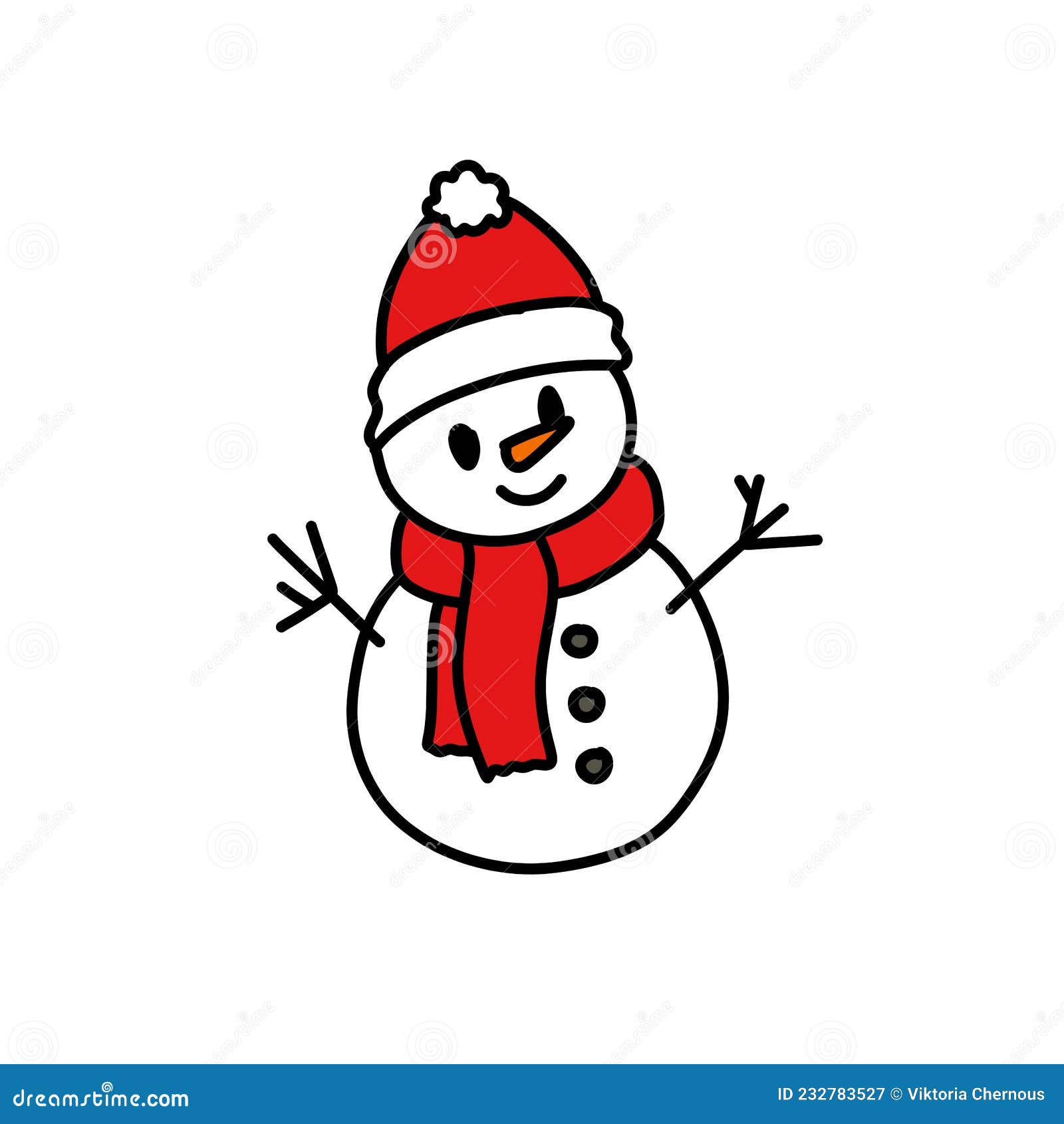 Snowman Doodle Icon, Vector Color Line Illustration Stock Vector ...