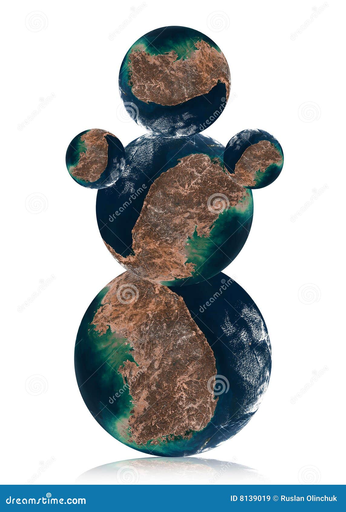 Snowman by Earth planet stock illustration. Illustration of green - 8139019