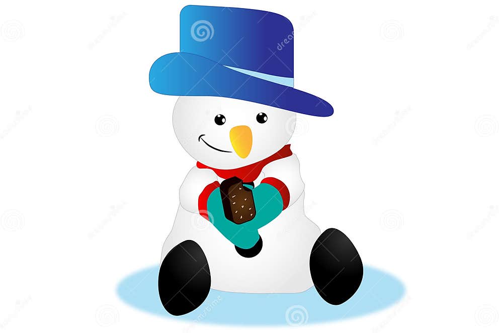 Snowman eating ice-cream stock vector. Illustration of noel - 12377789