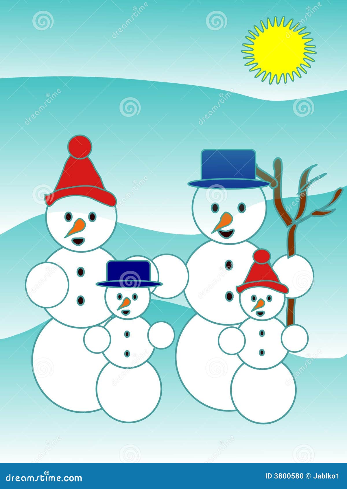 Snowman family stock illustration. Illustration of vacation - 3800580