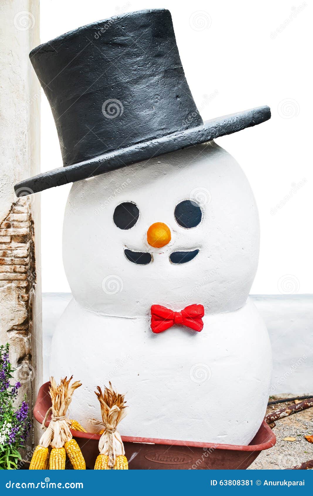 Snowman in a farm stock image. Image of white, winter - 63808381