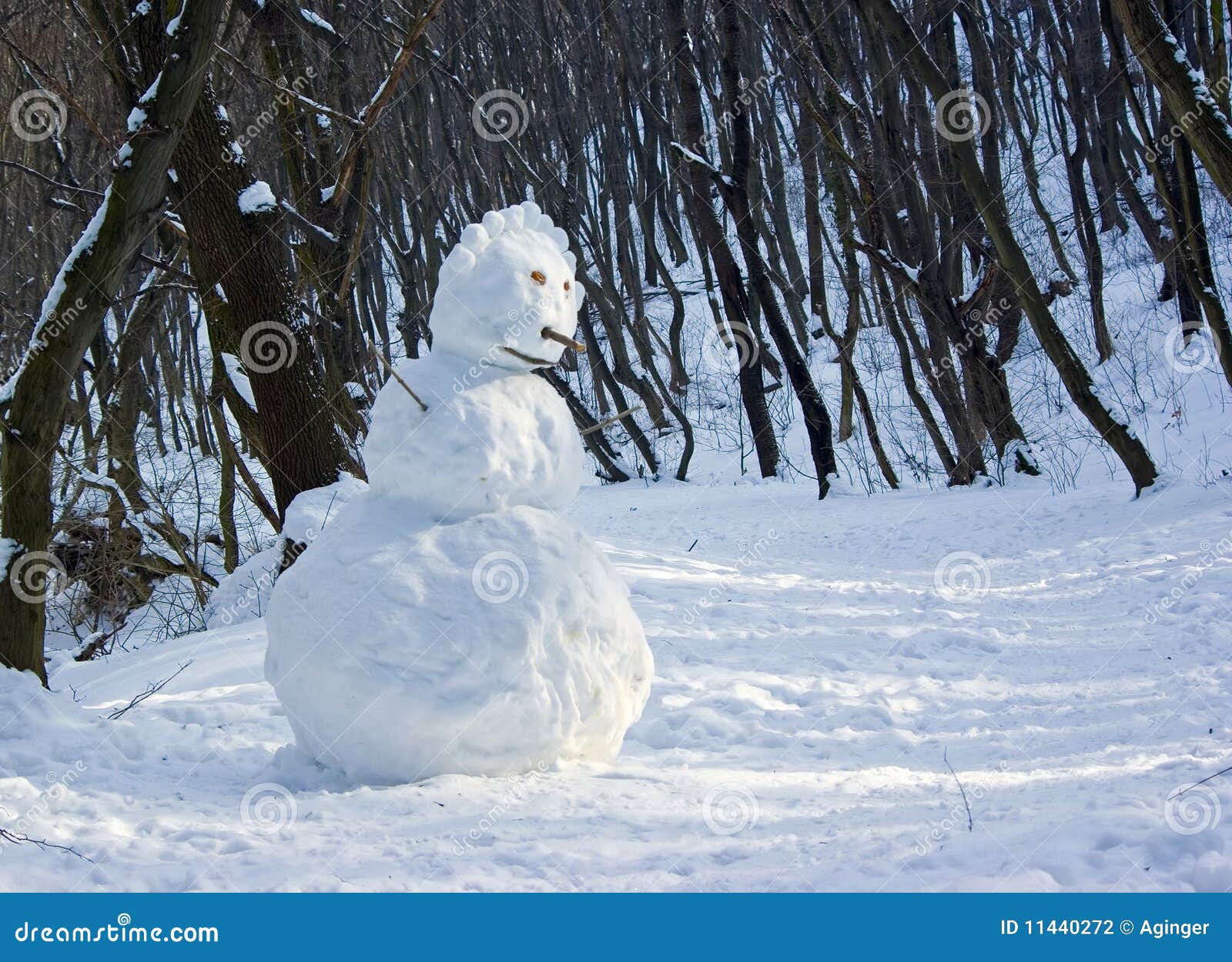 Snowman in forest stock photo. Image of snowman, horizontal - 11440272