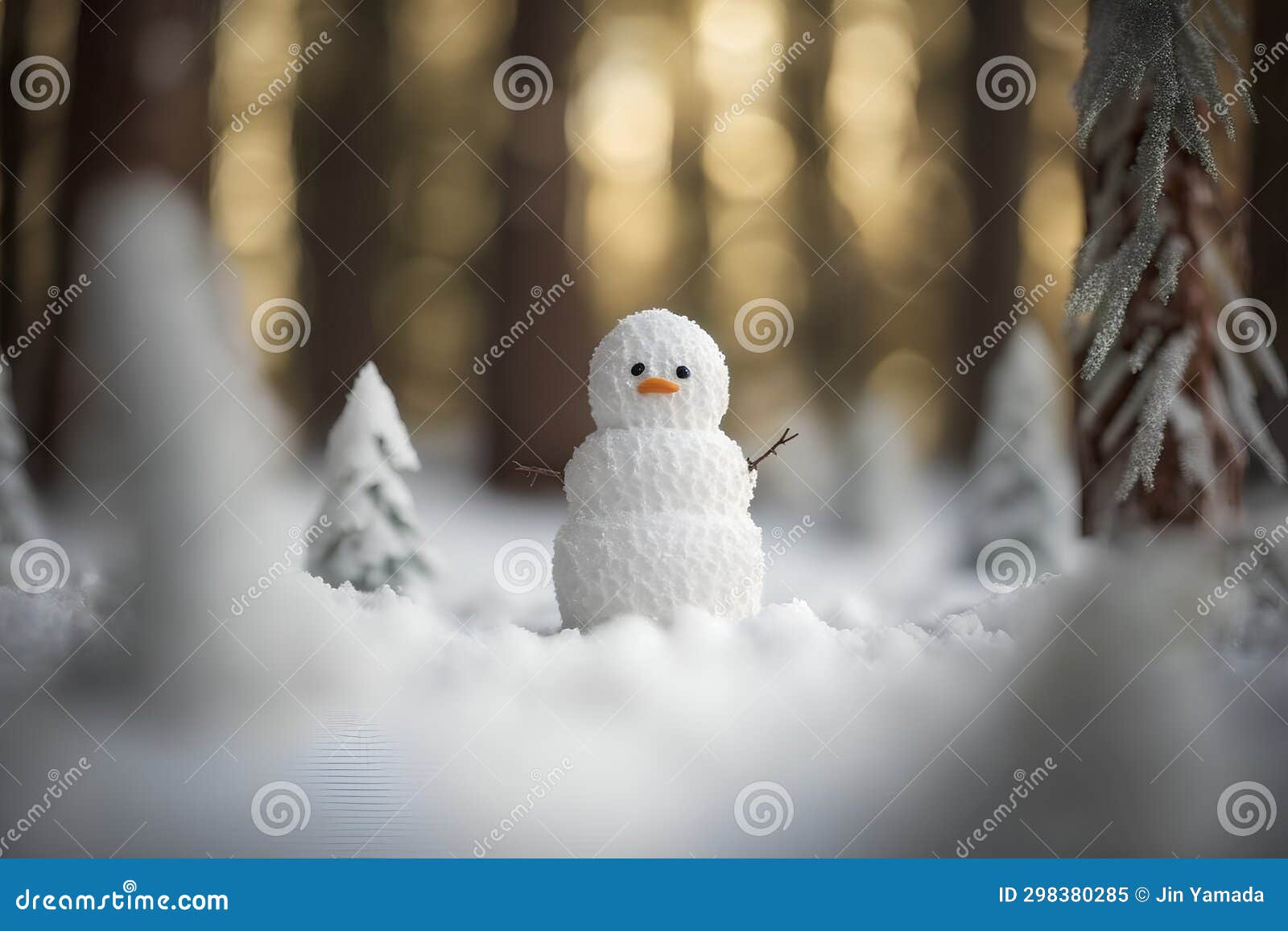 Snowman in the Forest in Winter, Shallow Depth of Field. Stock ...
