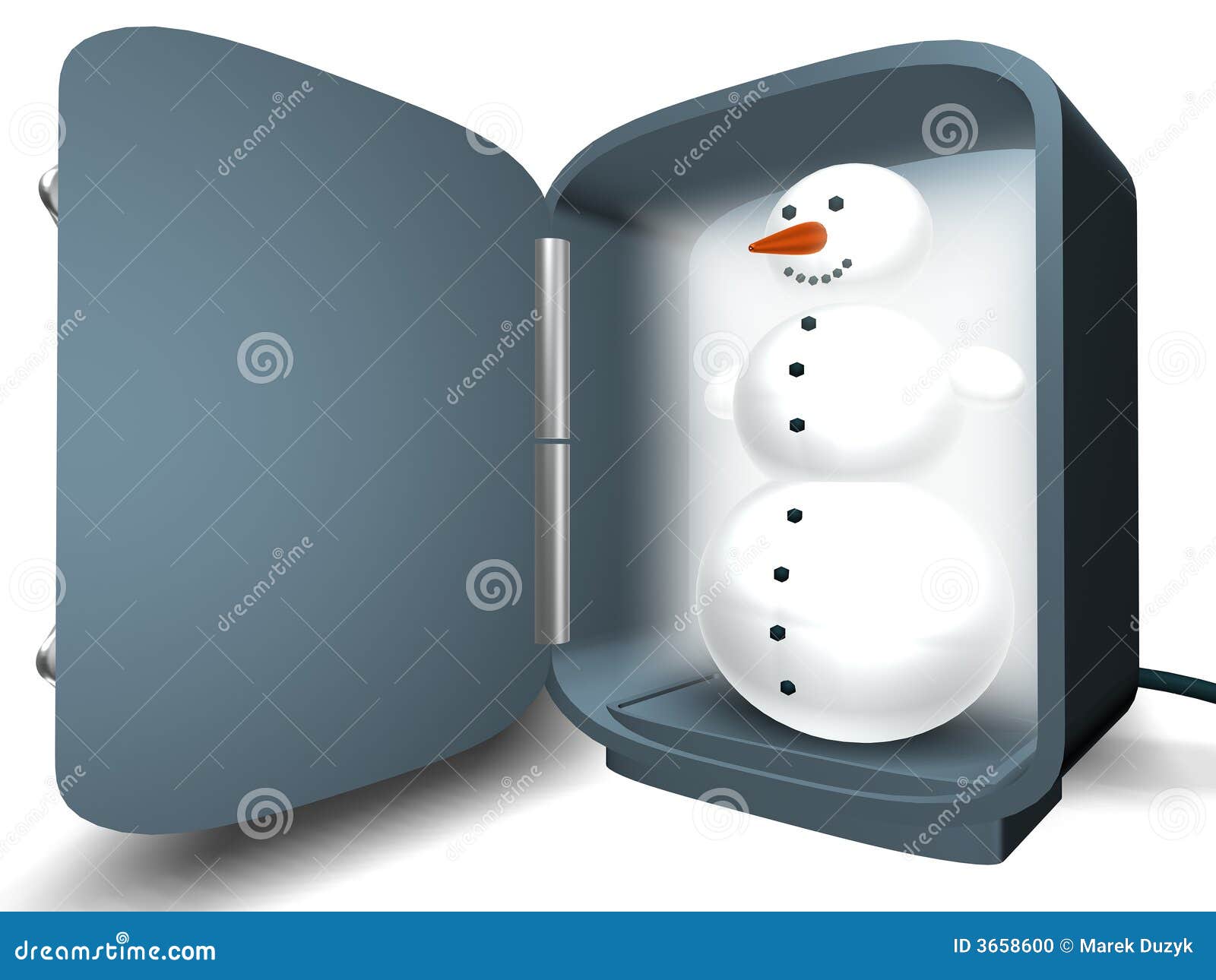 Snowman in the fridge stock illustration. Illustration of snow - 3658600