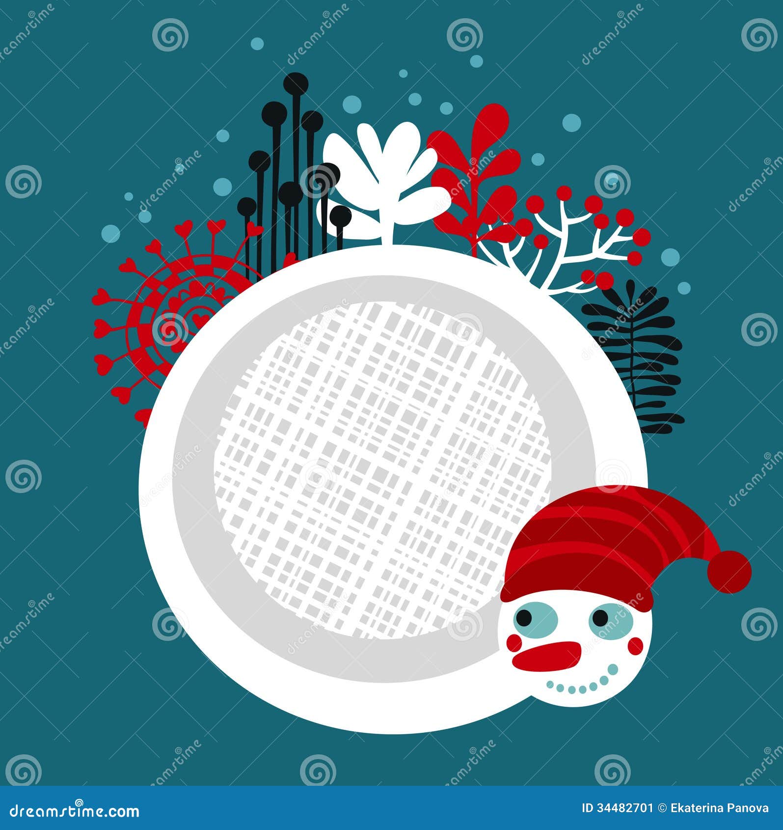 Snowman In The Frozen Forest. Cartoon Vector | CartoonDealer.com #34482675