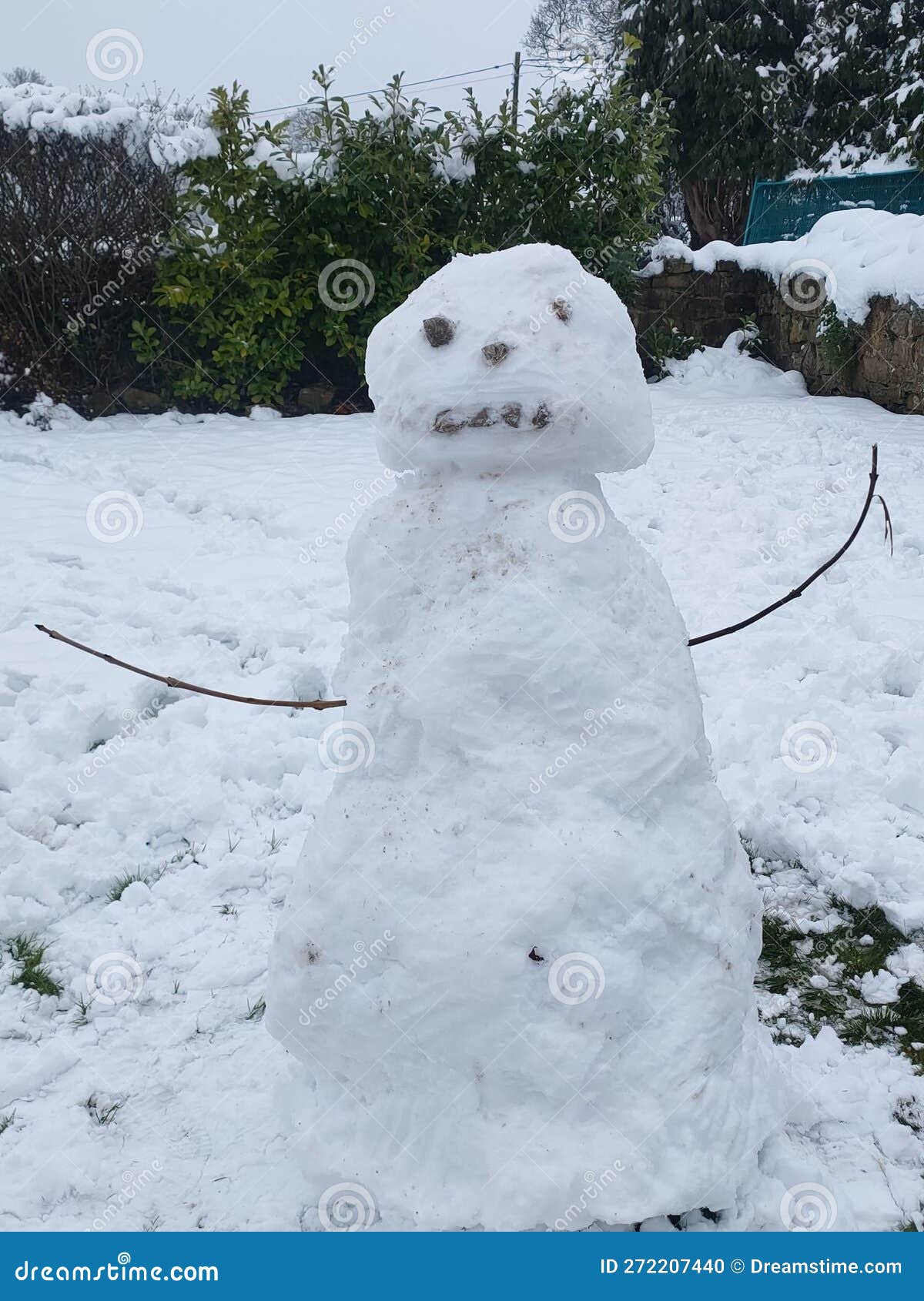 Snowman in the Garden in the Winter Stock Photo - Image of garden ...