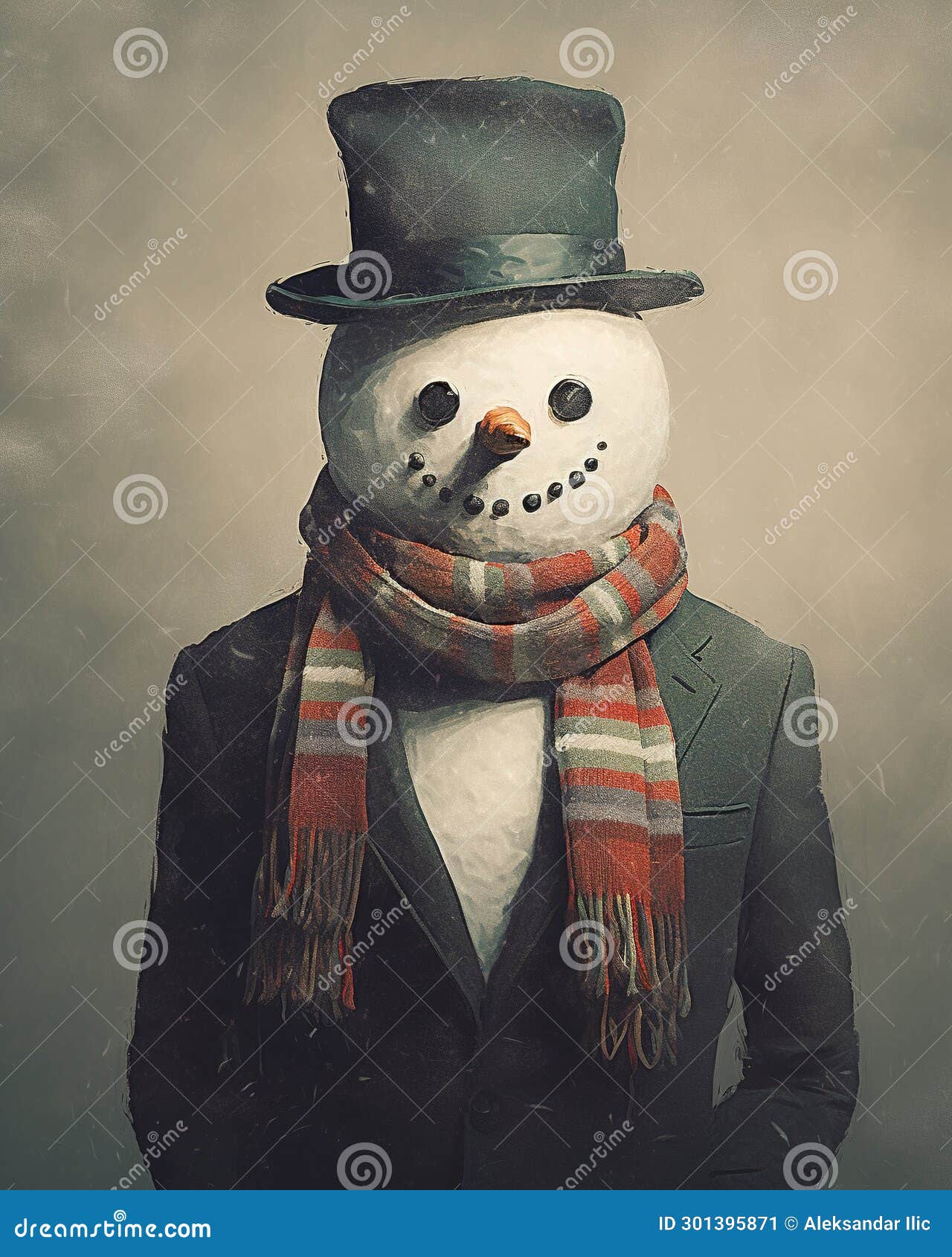 Snowman Gentleman Wearing Coat and Hat. Ai Gnerative Stock Image ...