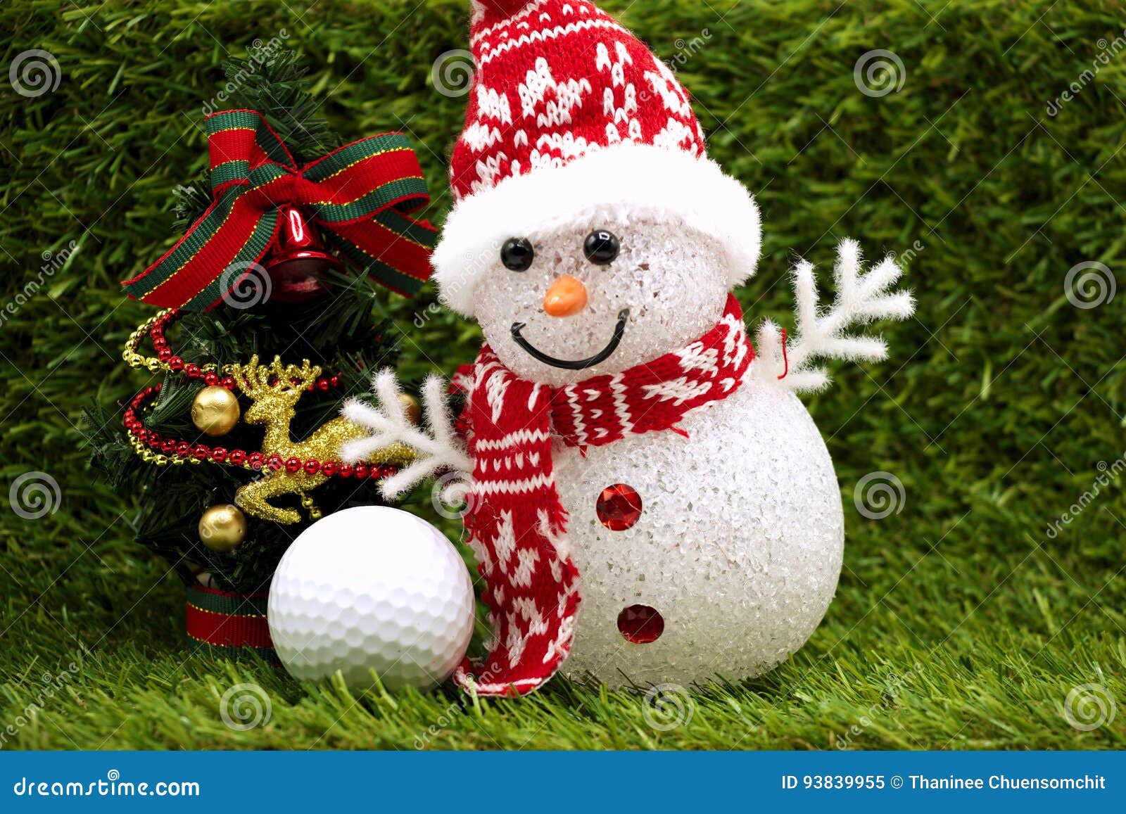 Snowman with Golf Ball on X`mas Time Stock Image - Image of decorative ...