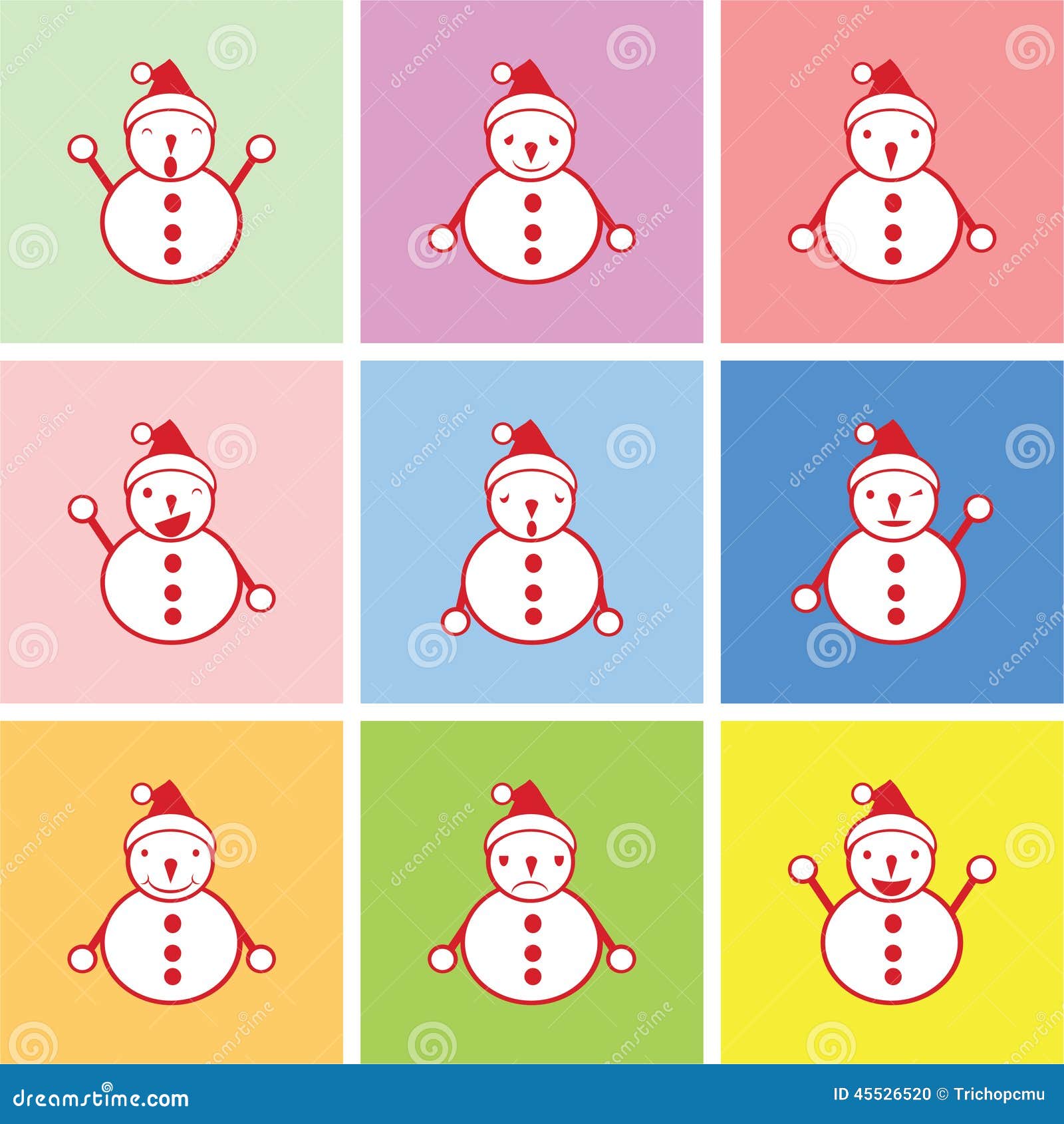 Snowman Graphic in Many Emotions Stock Vector - Illustration of snowman ...