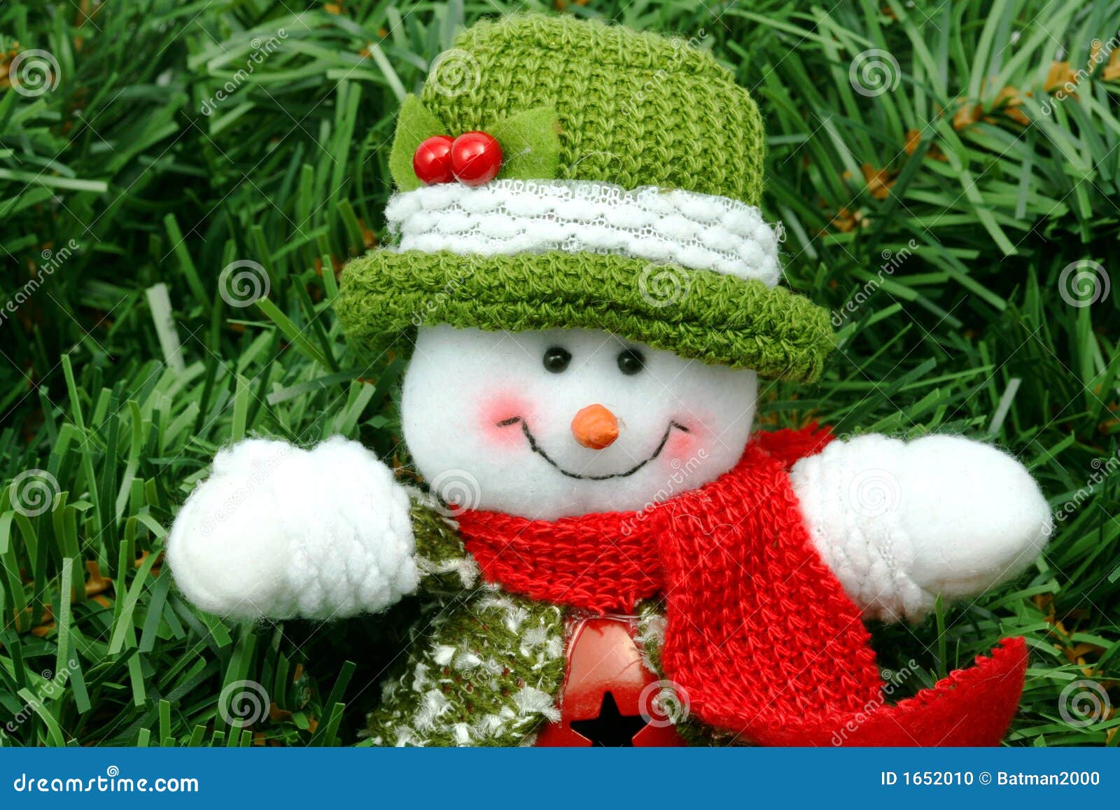 Snowman on green stock photo. Image of christmas, theme - 1652010
