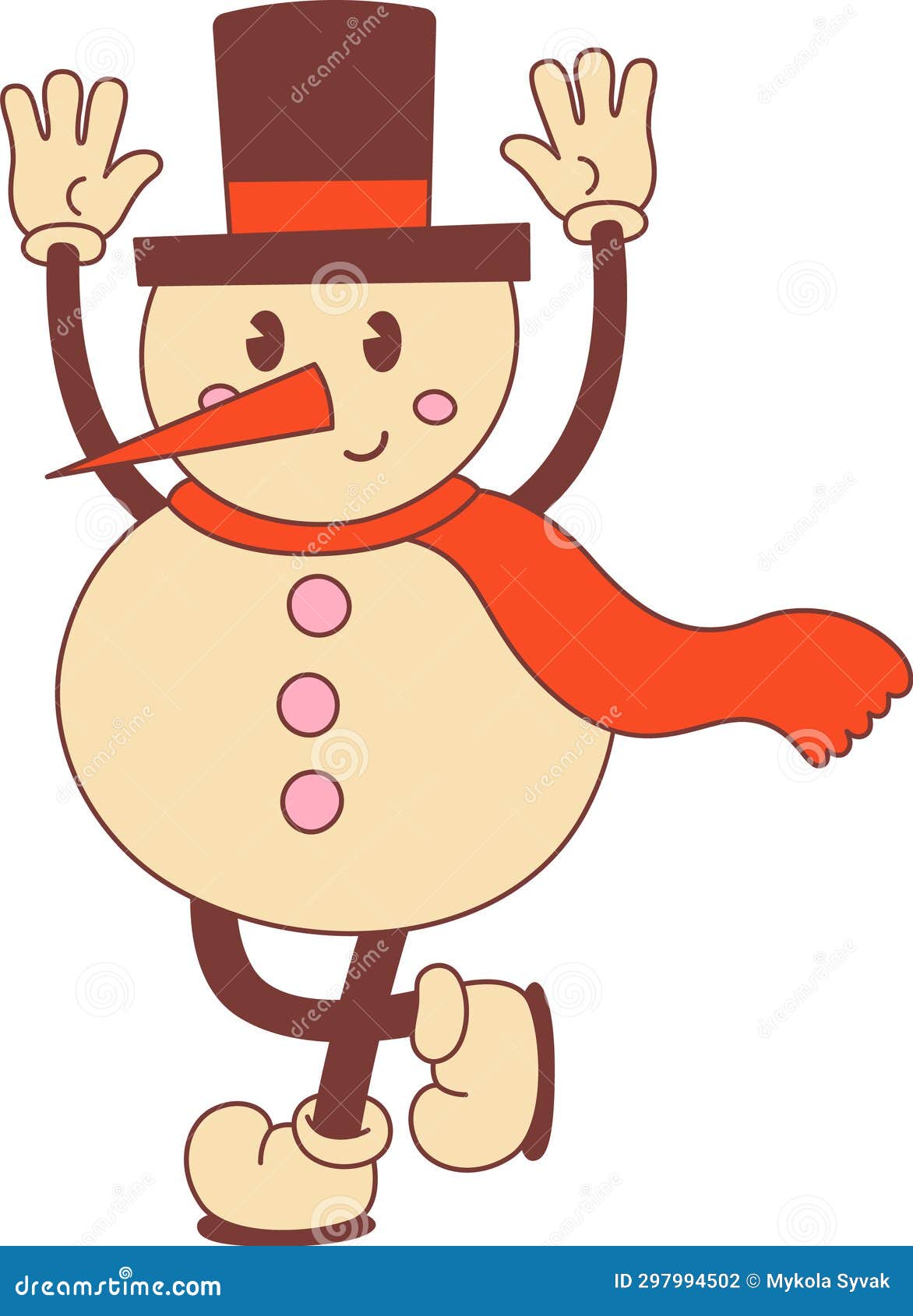 Snowman Groovy Character stock vector. Illustration of cartoon - 297994502