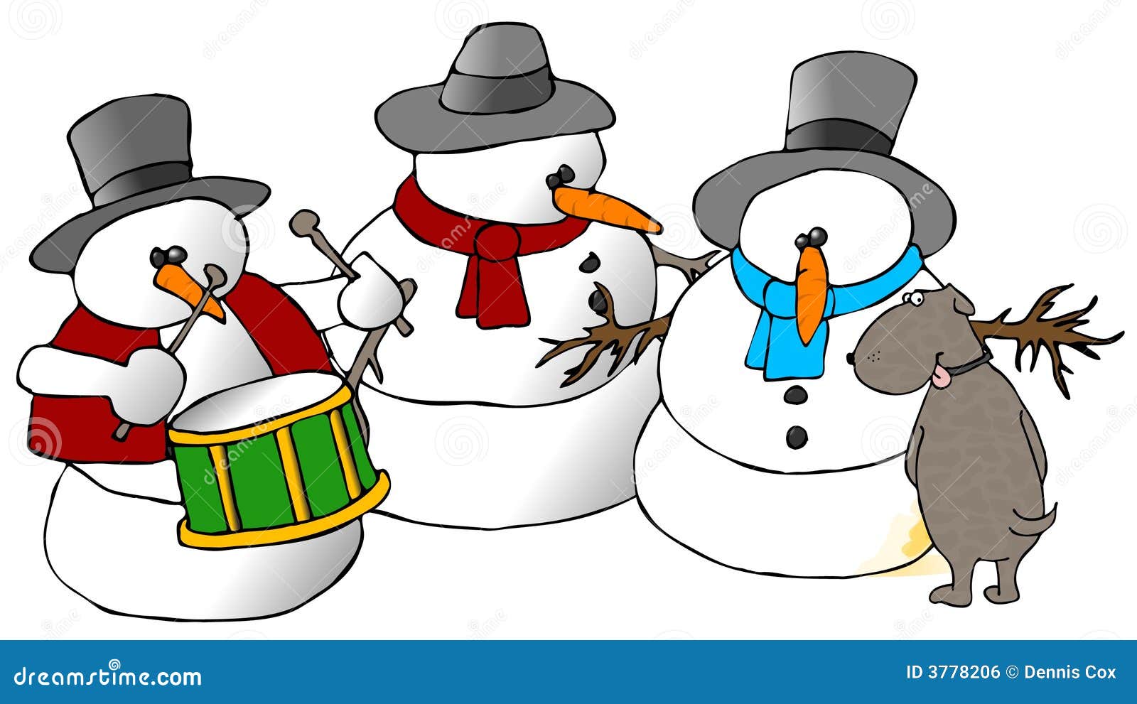Snowman Group and a Dog stock illustration. Illustration of holiday ...