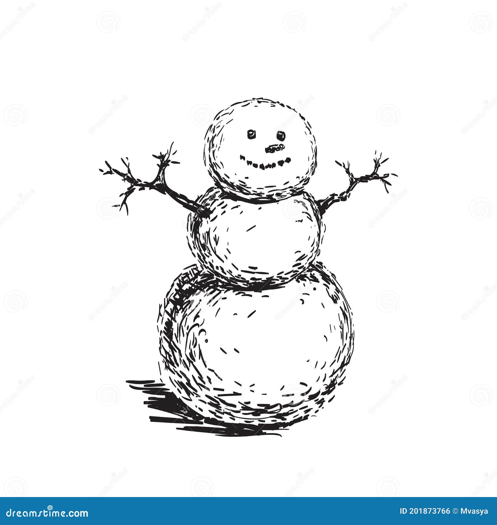 Snowman Hand Drawn Sketch Vector Illustration. Stock Vector ...