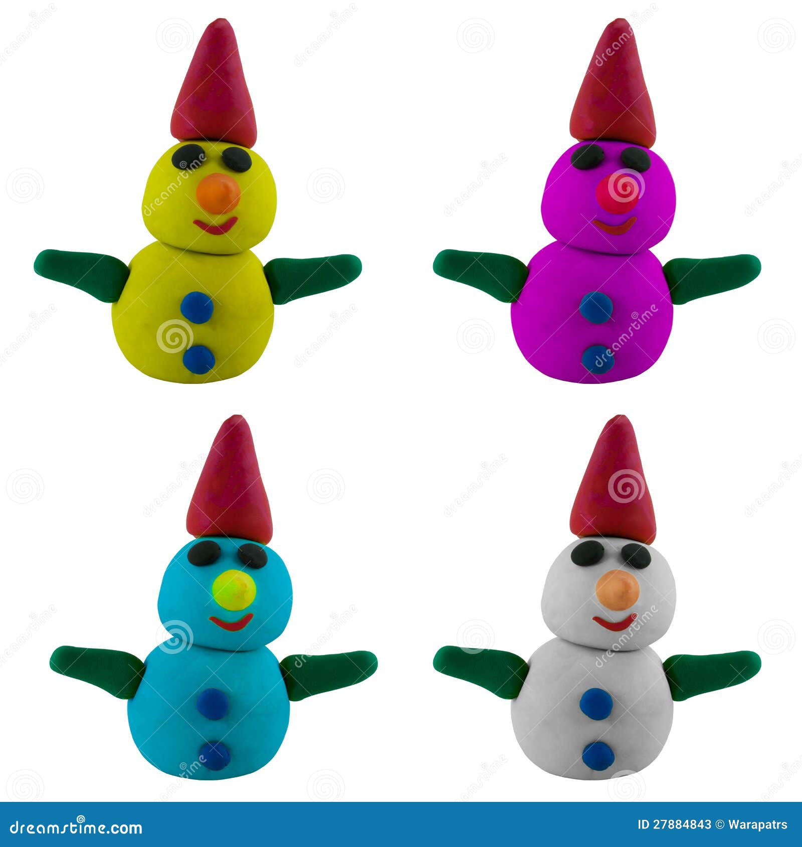 Snowman with Hand and Hat on White Stock Image - Image of purple, clay ...