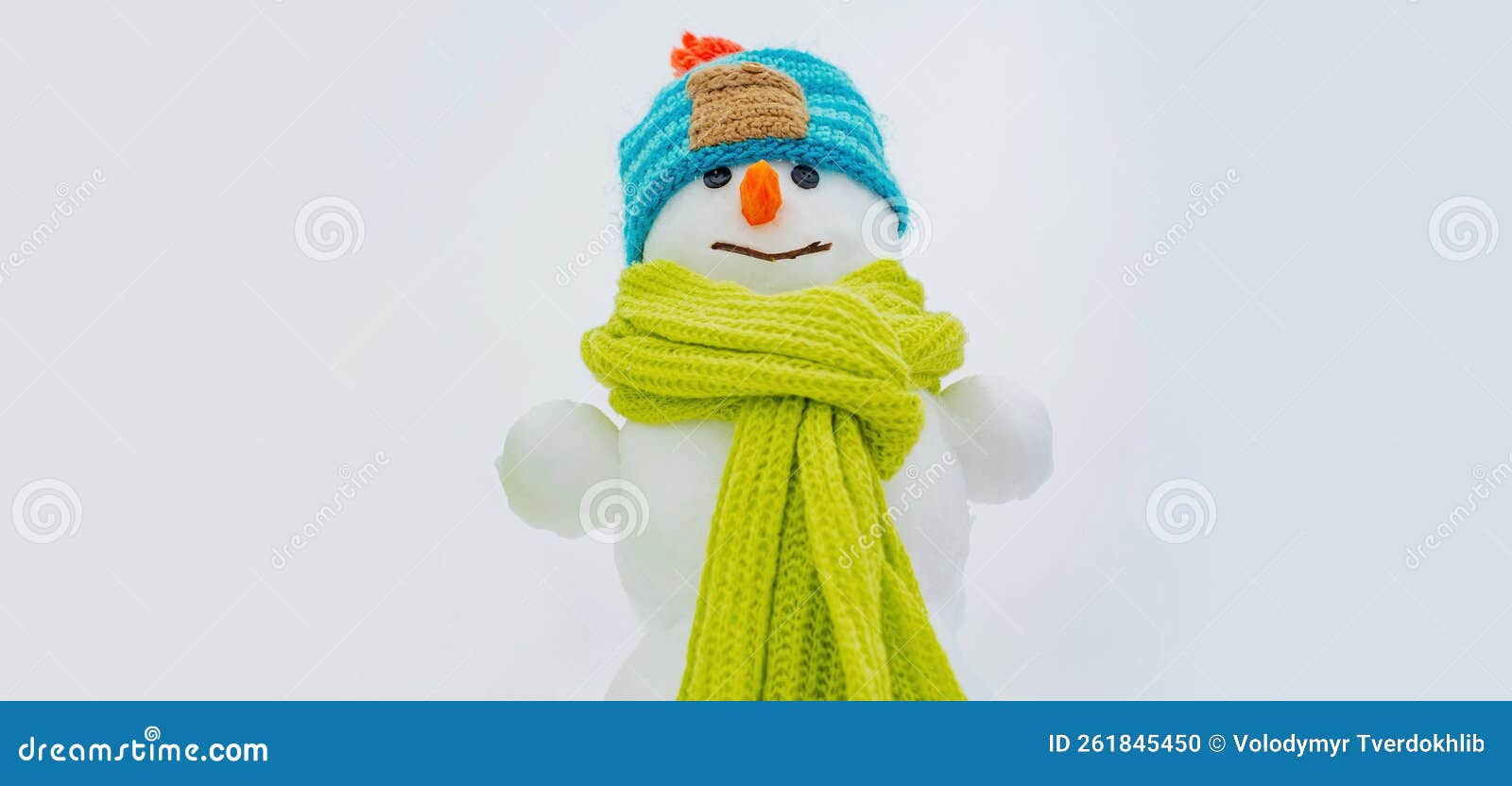 Snowman. Happy Snowman on Snow, Funny Winter Time. Stock Photo - Image ...