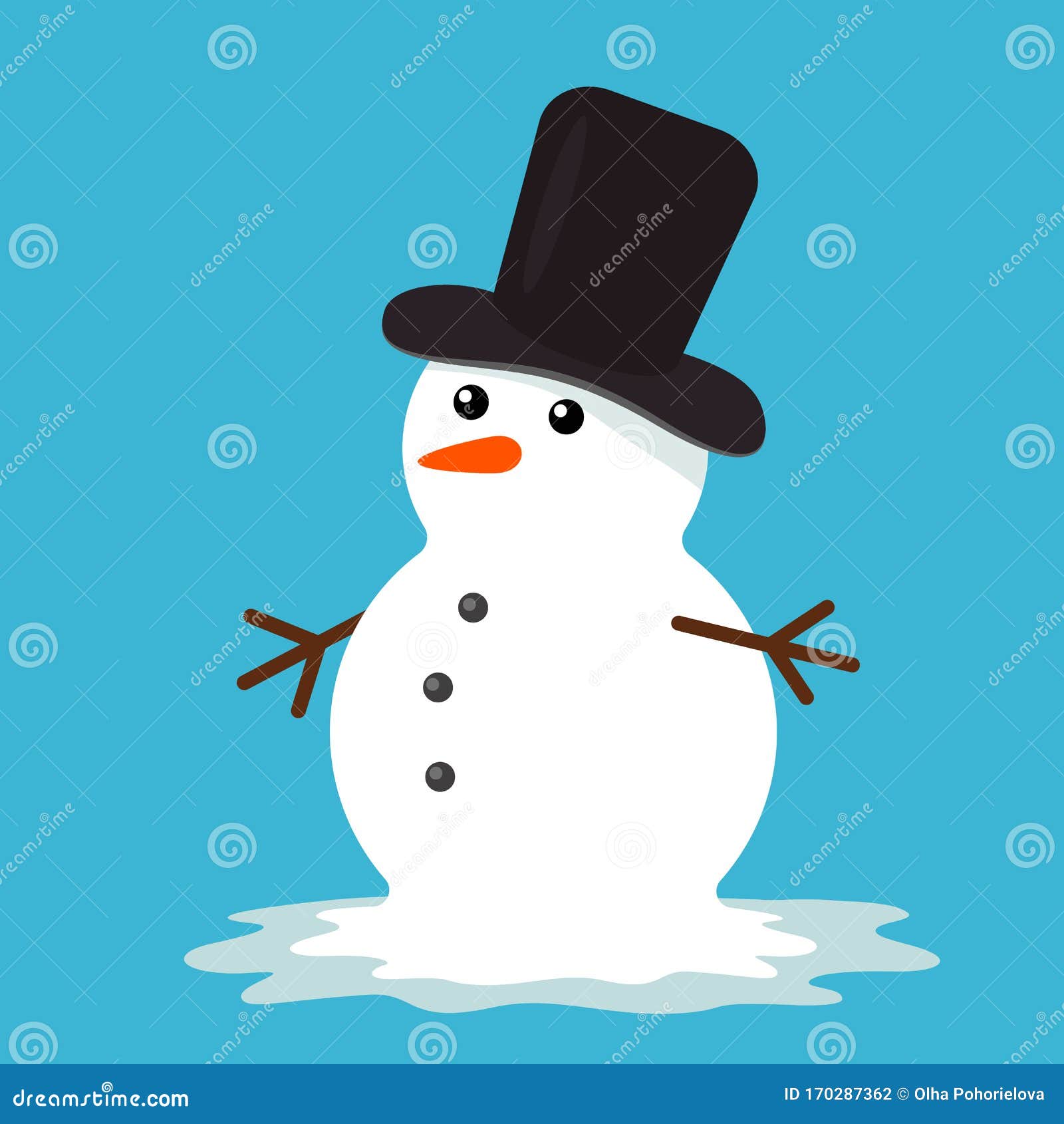 The Snowman Has Melted. Hello Spring. Spring Thaw Stock Illustration ...