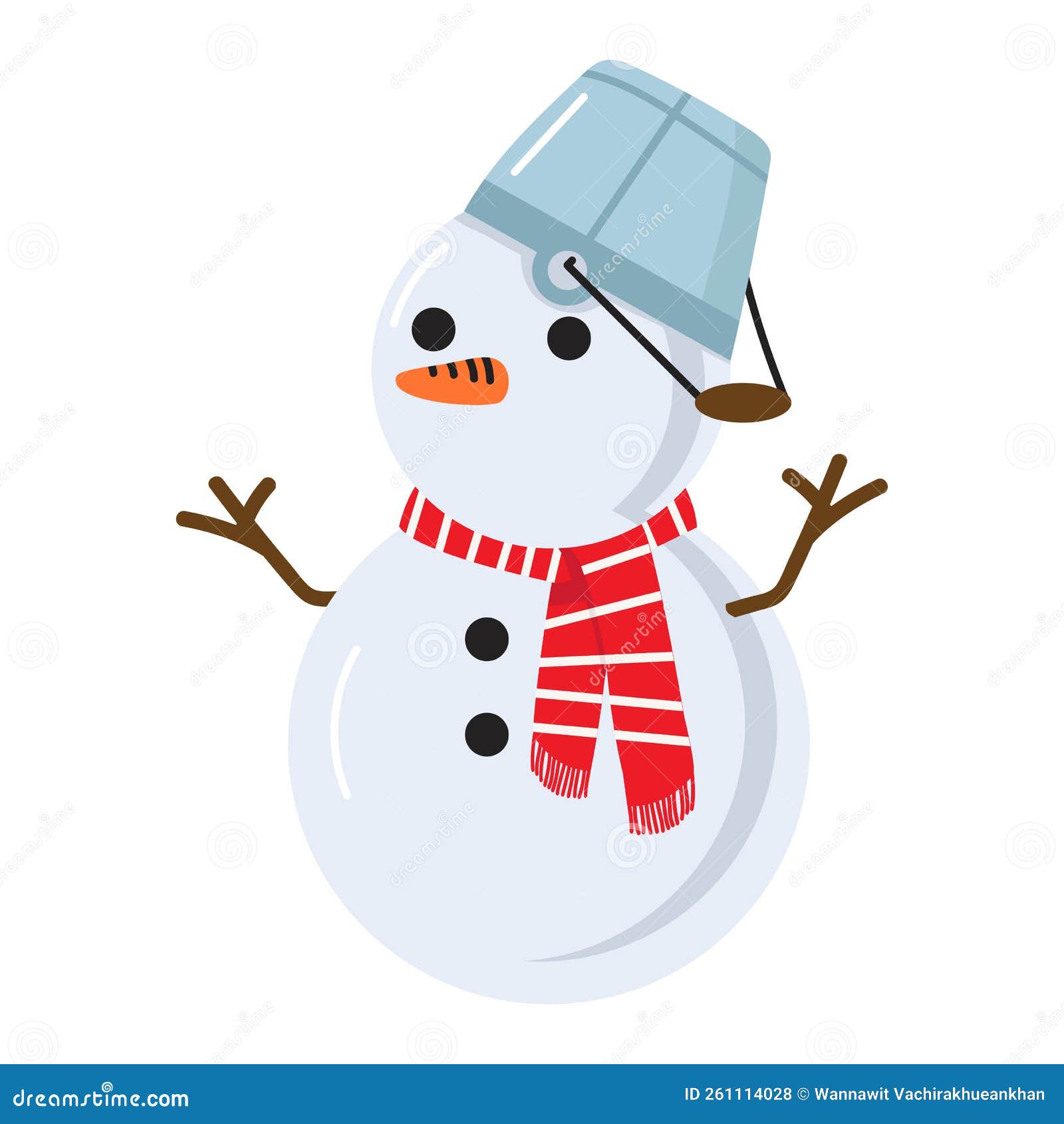 Snowman with hat and scarf stock vector. Illustration of cute - 261114028