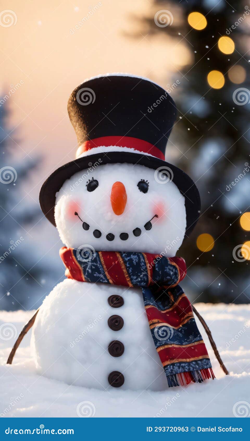 A Snowman with a Hat and Scarf Standing in the Snow. Generative AI ...