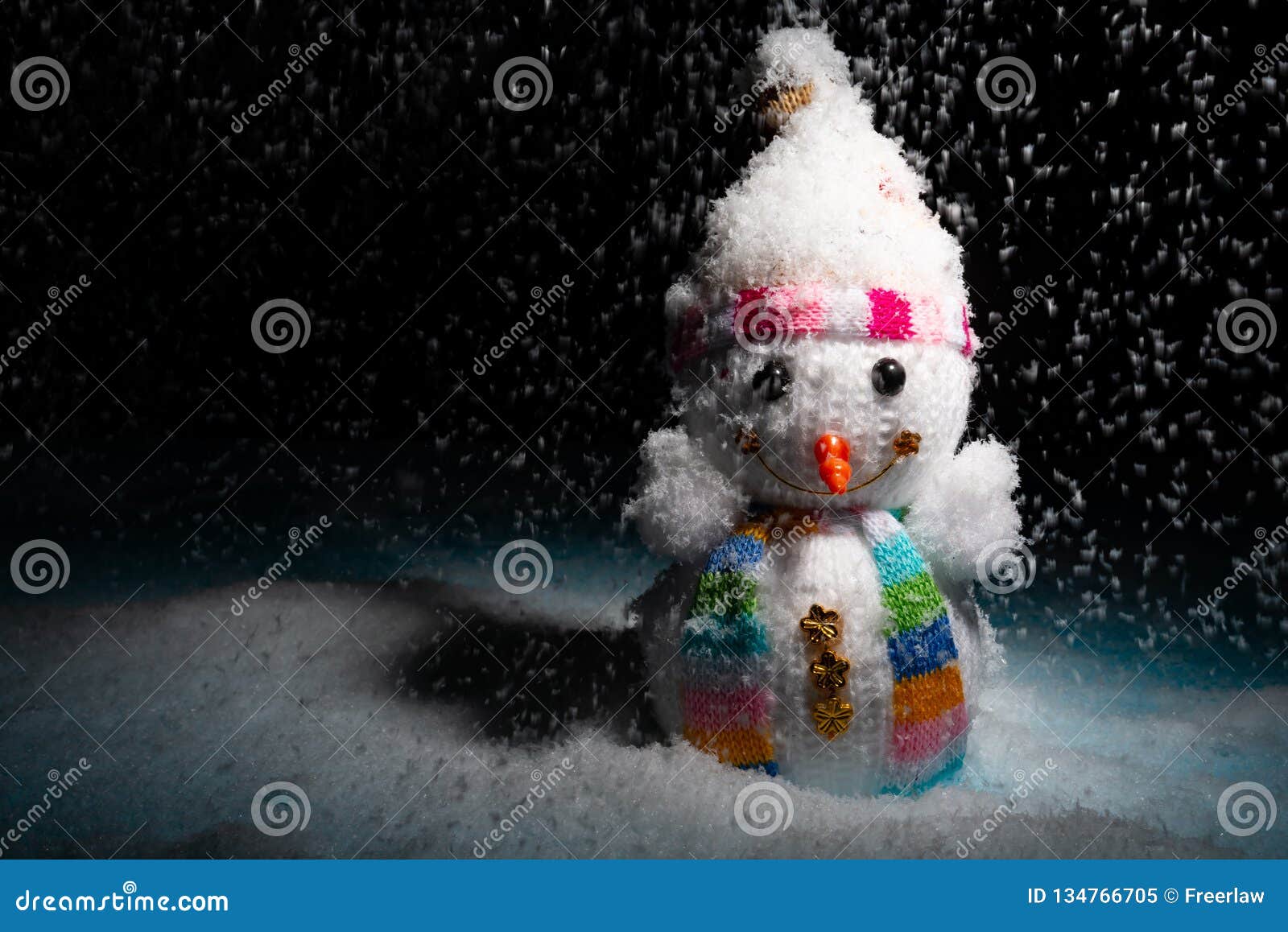 Snowman Highlighted in Dark Stock Image - Image of little, snowman ...