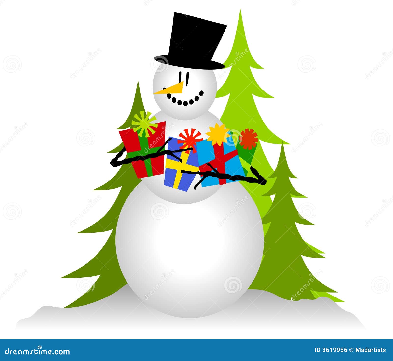 Snowman Holding Christmas Gifts 2 Stock Illustration - Illustration of ...